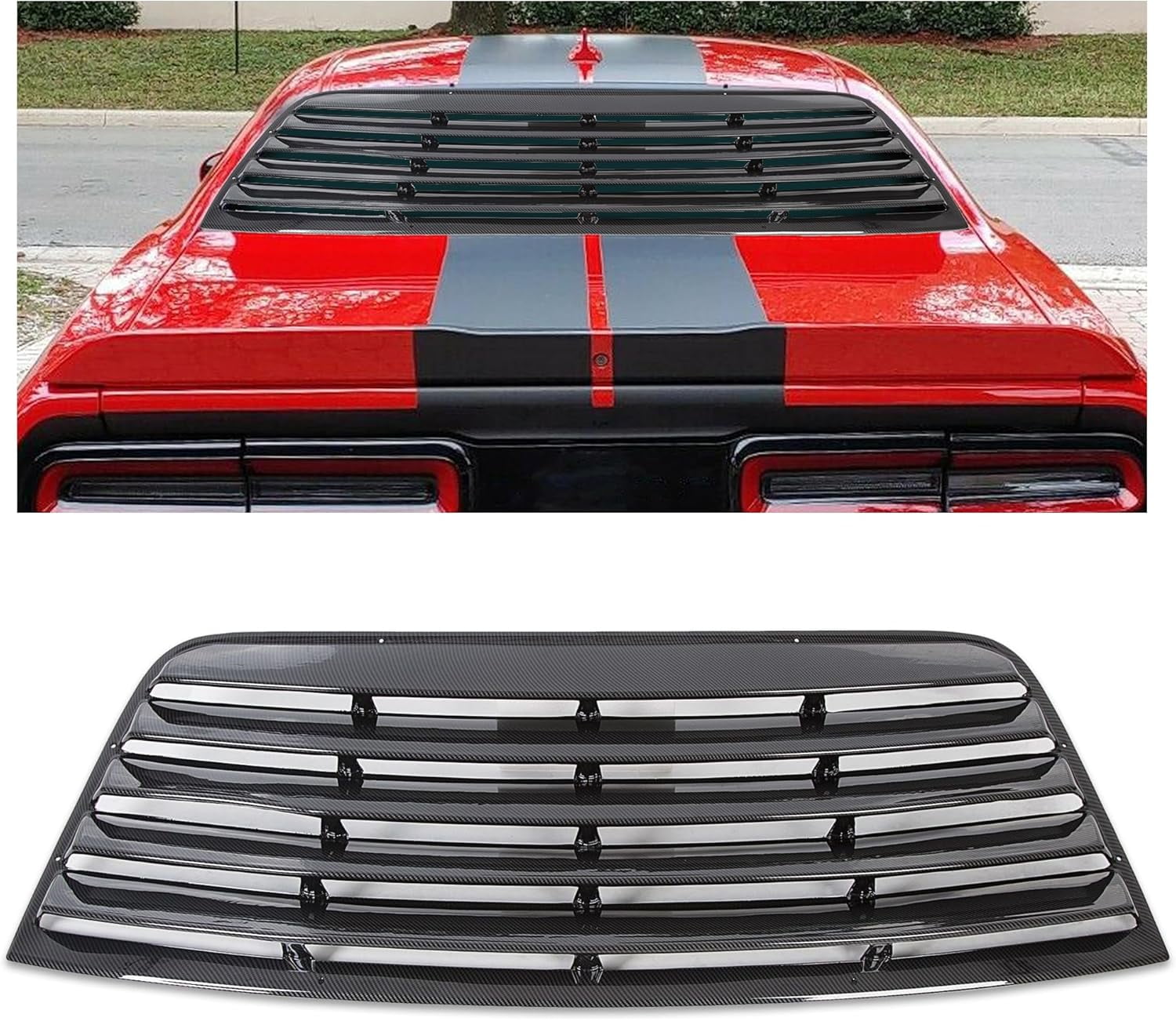 KUAFU Rear Window Louver Compatible with 2008-2023 Dodge Challenger Rear Windshield Sun Shade ...