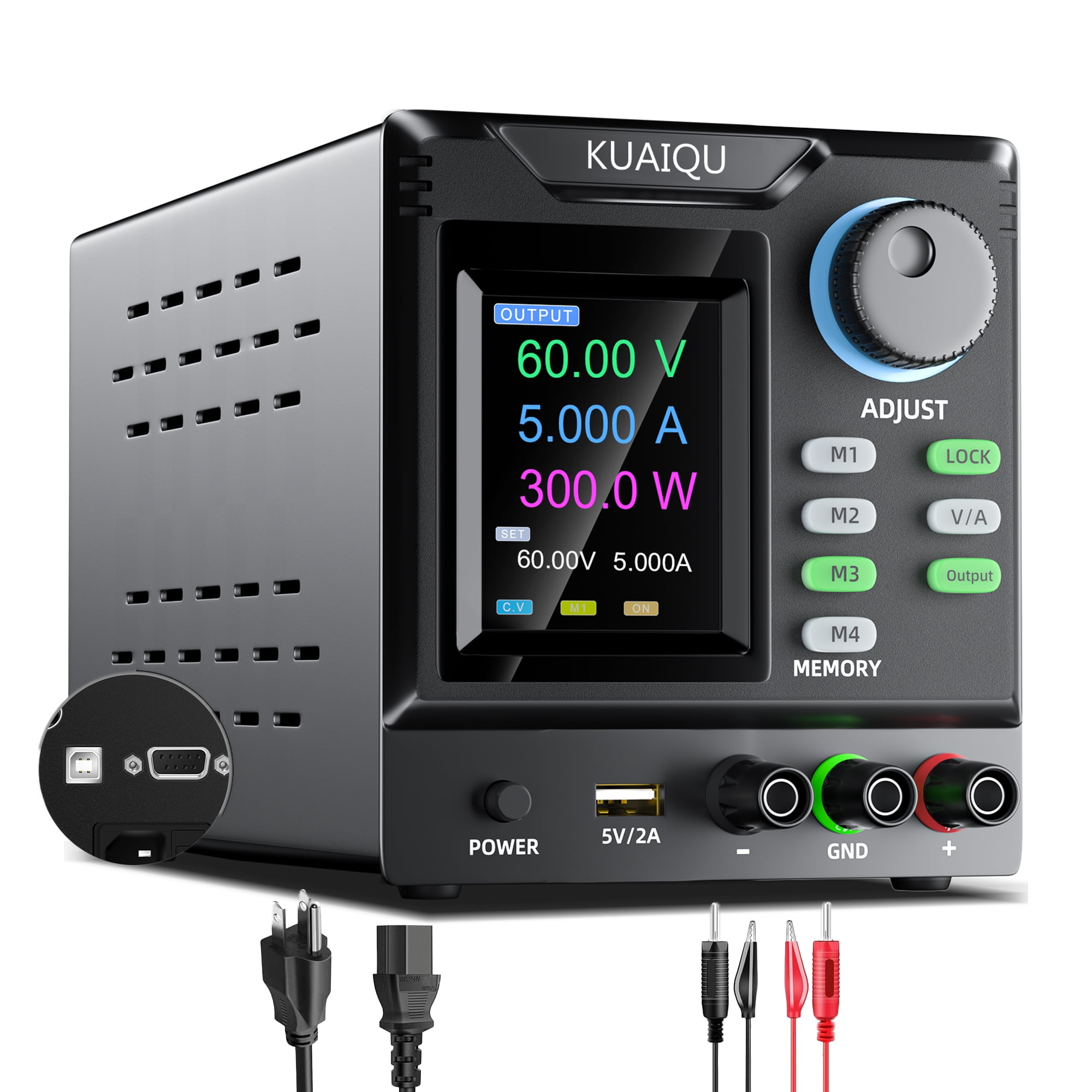 KUAIQU 60V 5A DC Power Supply Variable, Bench Power Supply with Memory Storage & Encoder Knob ...