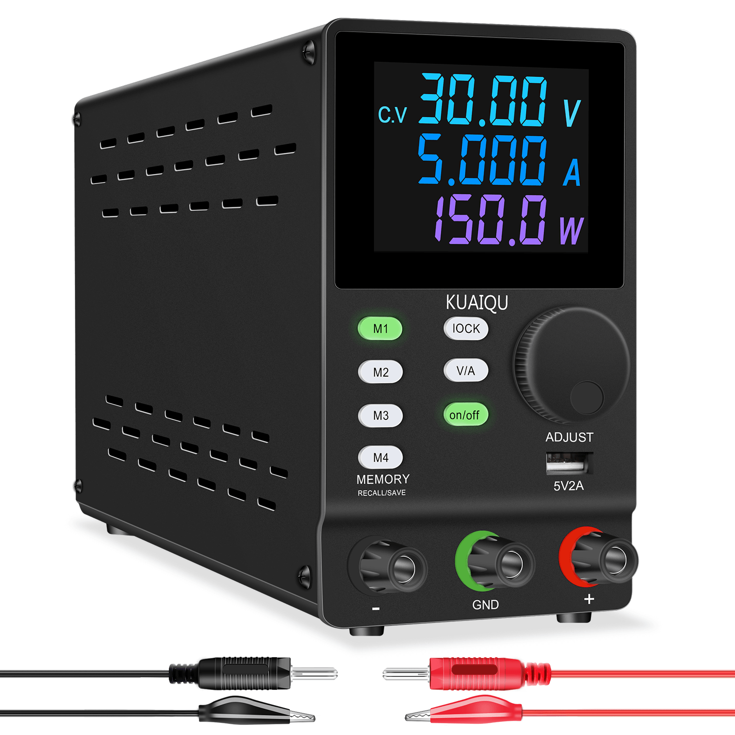 KUAIQU Adjustable Color Display Storage DC Power Supply 30V 5A with ...