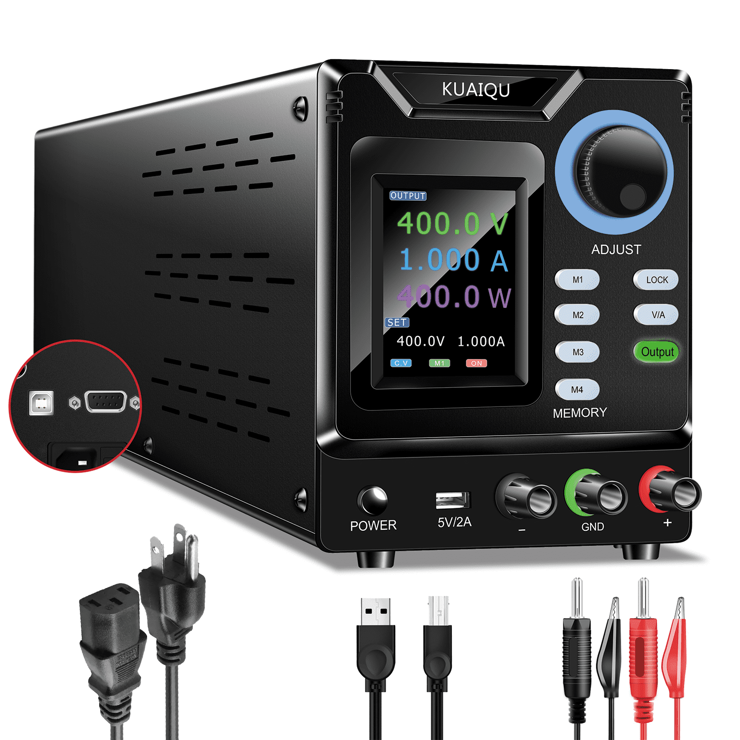 KUAIQU DC Power Supply Variable, 0-400V 0-1A High Voltage Bench Power ...