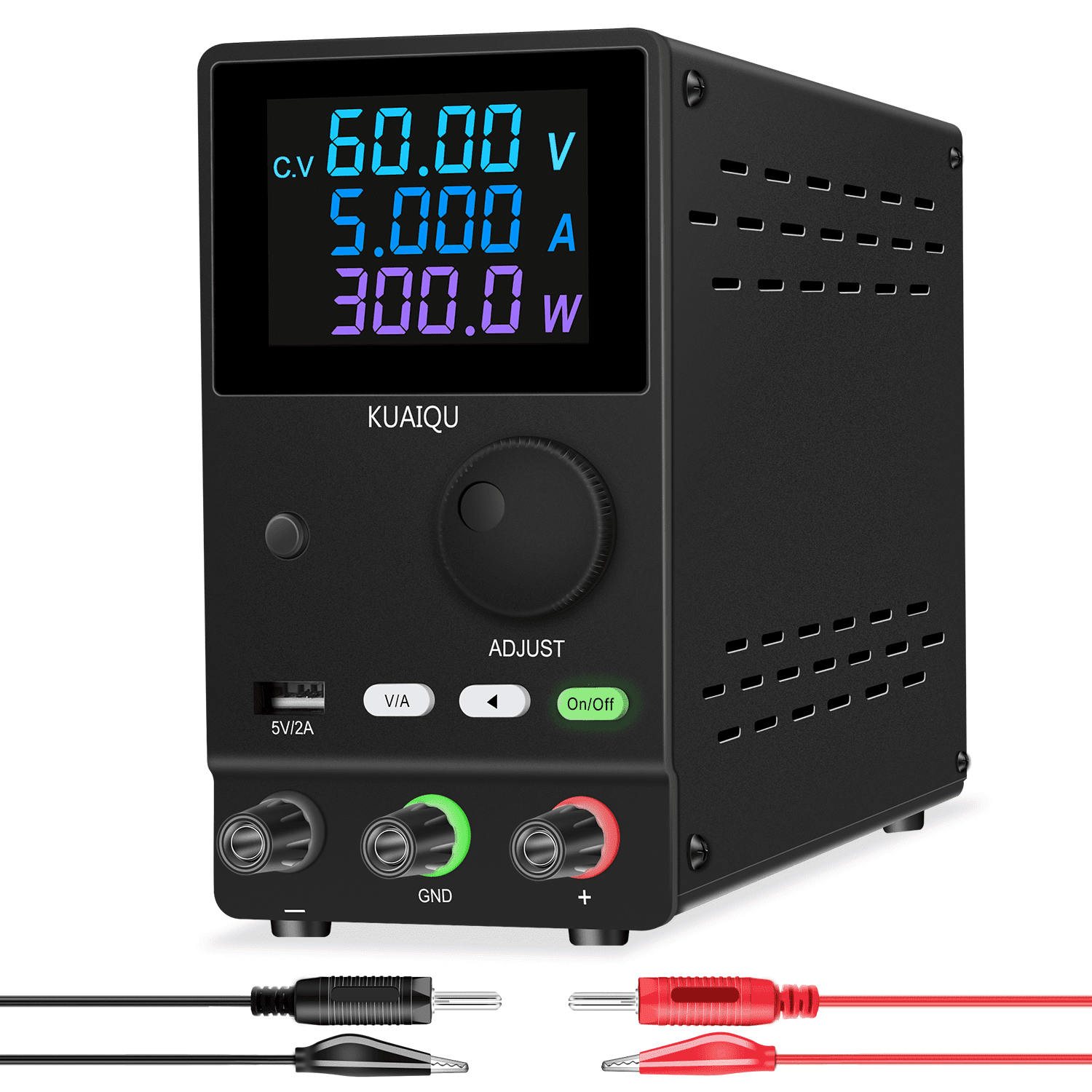 KUAIQU DC Power Supply Variable 0-60V 0-5A Adjustable Switching DC ...