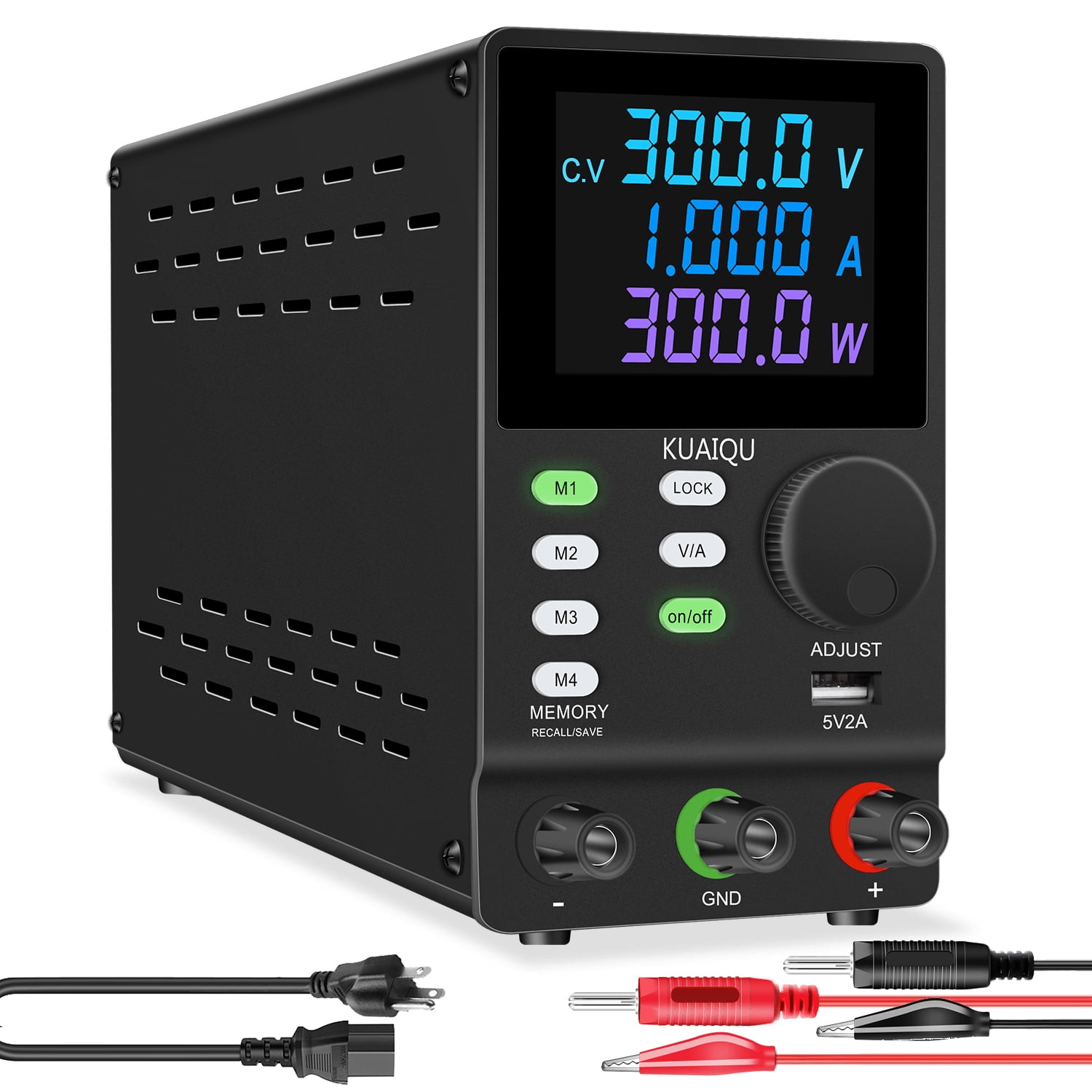 KUAIQU DC Power Supply Variable 300V 1A High Voltage Programmable Adjustable Regulated Lab with ...