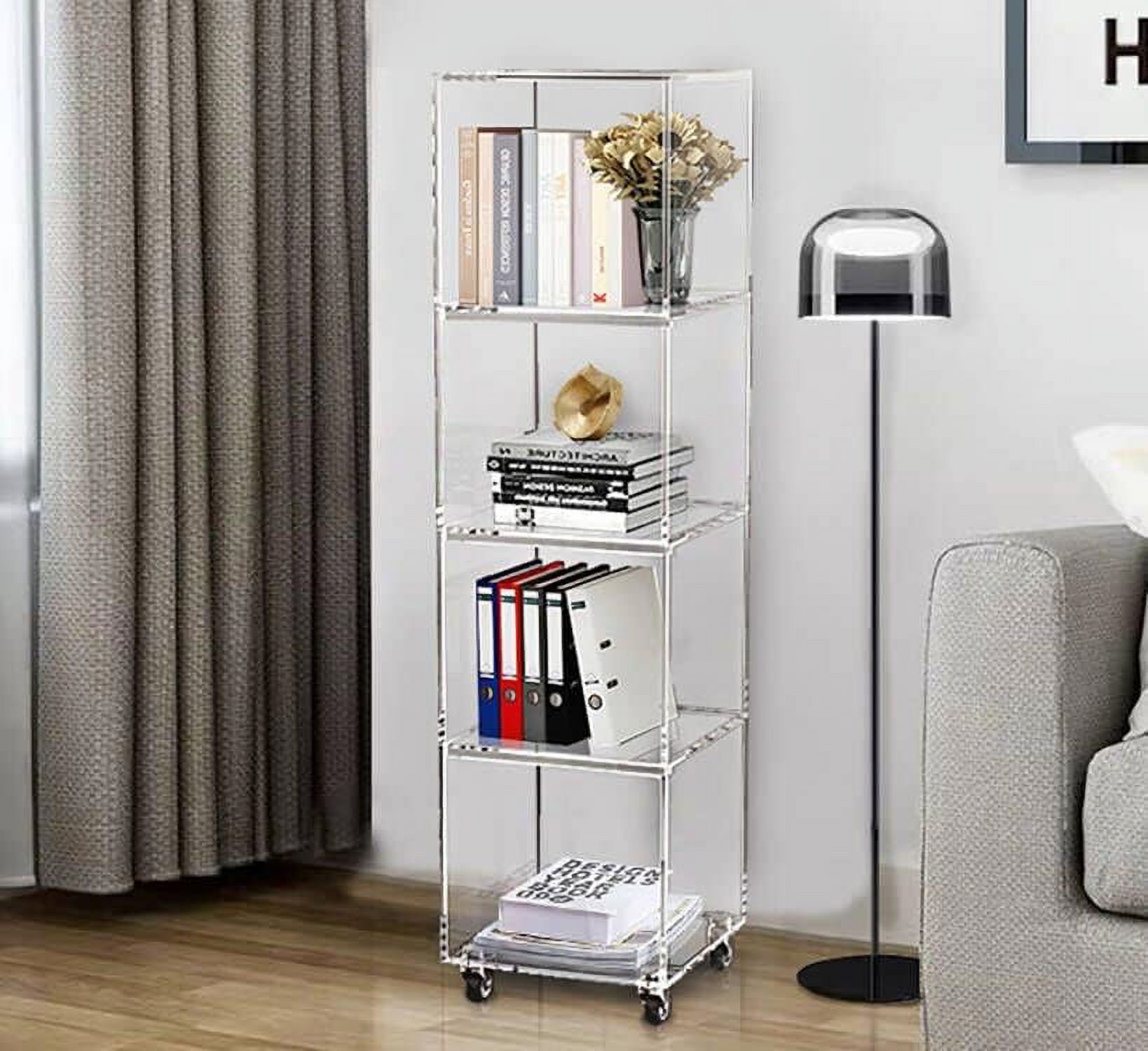 KUANGHENG 5-Tier Acrylic Corner Shelves Square Display Rack ...