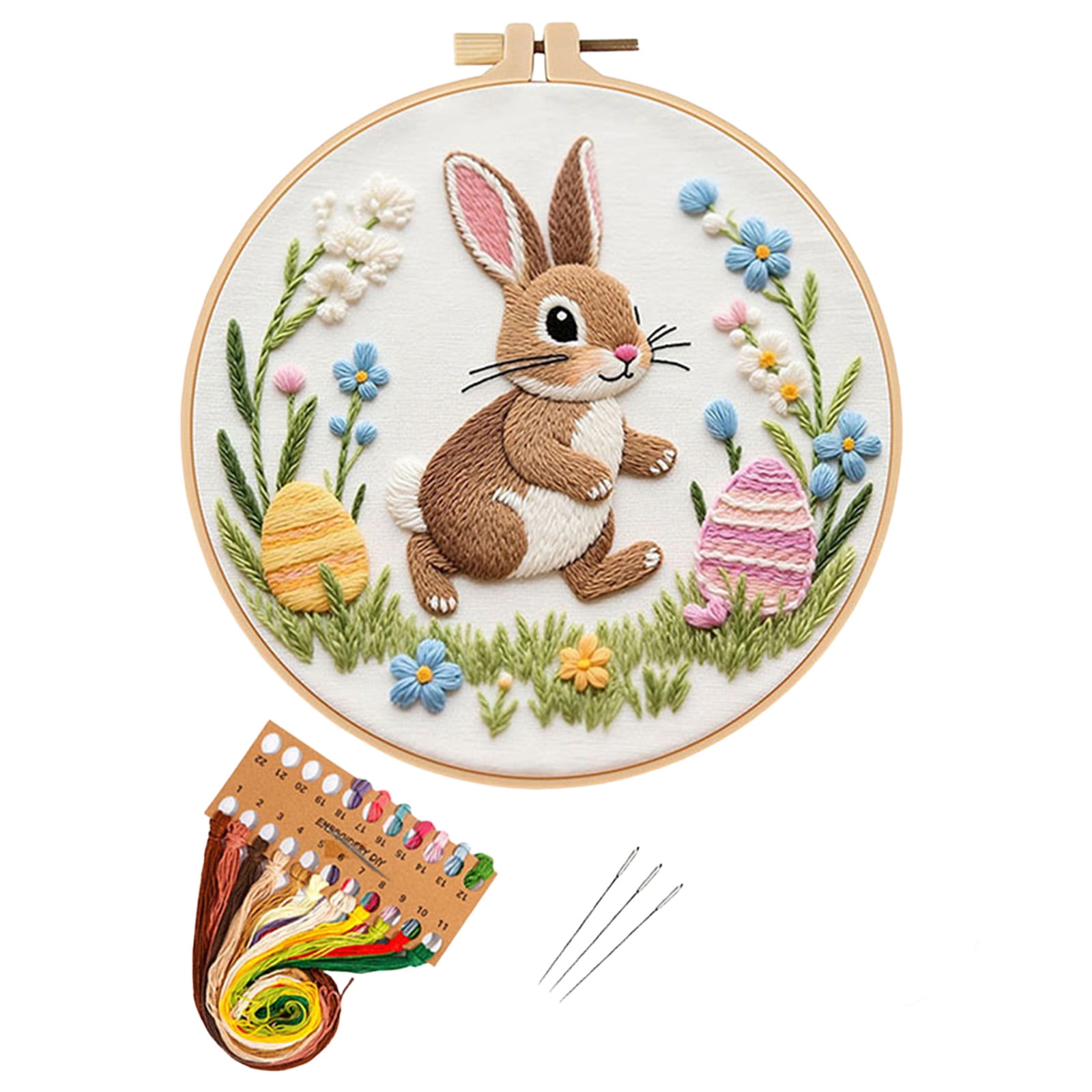 KUAZOU DIY Punch Needle Kits Cute Cartoon Happy Easter Rabbit and Eggs ...