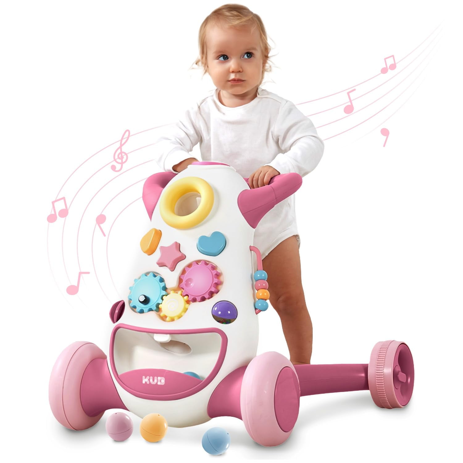 KUB Baby & Toddler Walker Push Toy, Interactive Sound & Light Effect ...