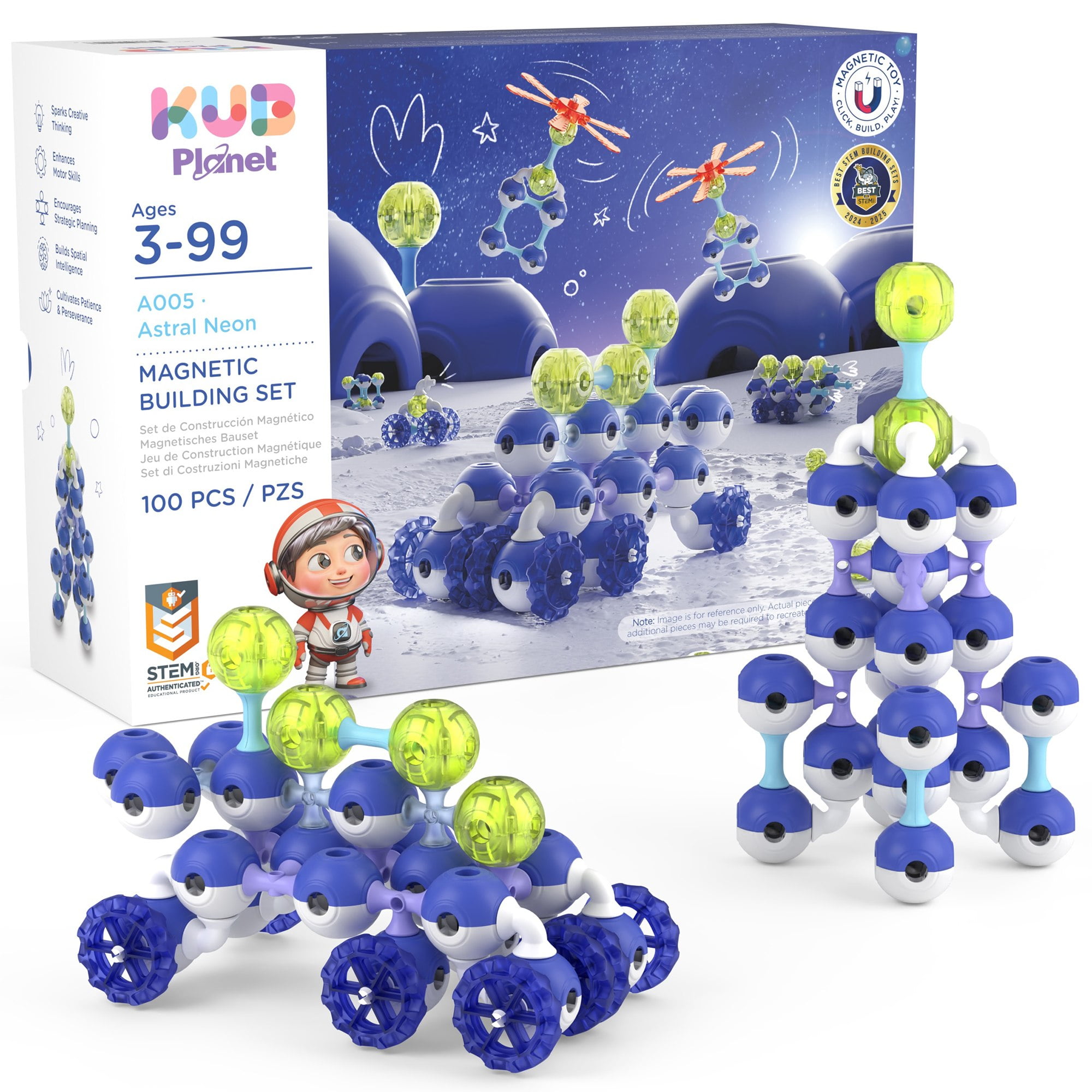 KUB Planet: Magnetic Building Set - Astral Neon - 100pc Space Color ...