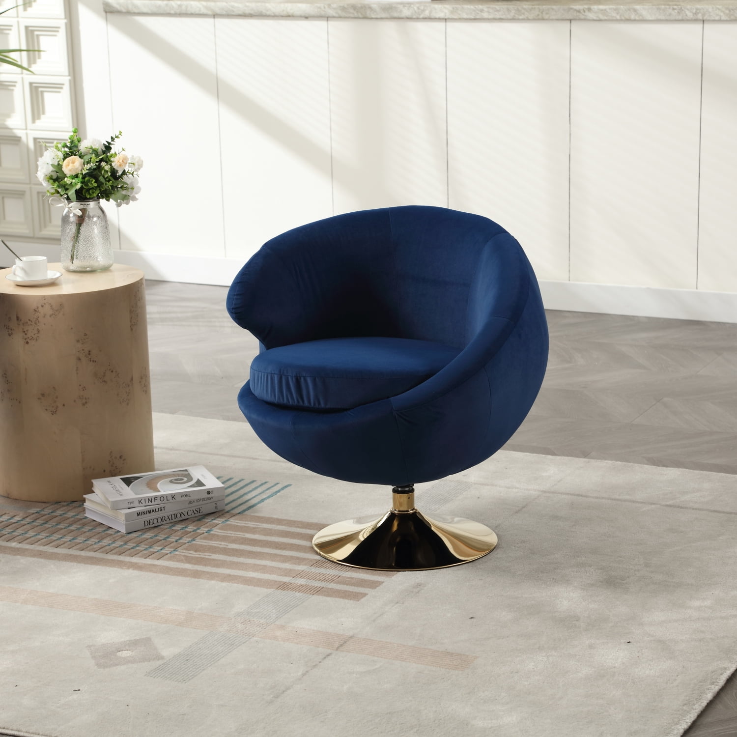 KUBEAUTY 360 Degree Swivel Barrel Cuddle Chairs - Wide Upholstered ...