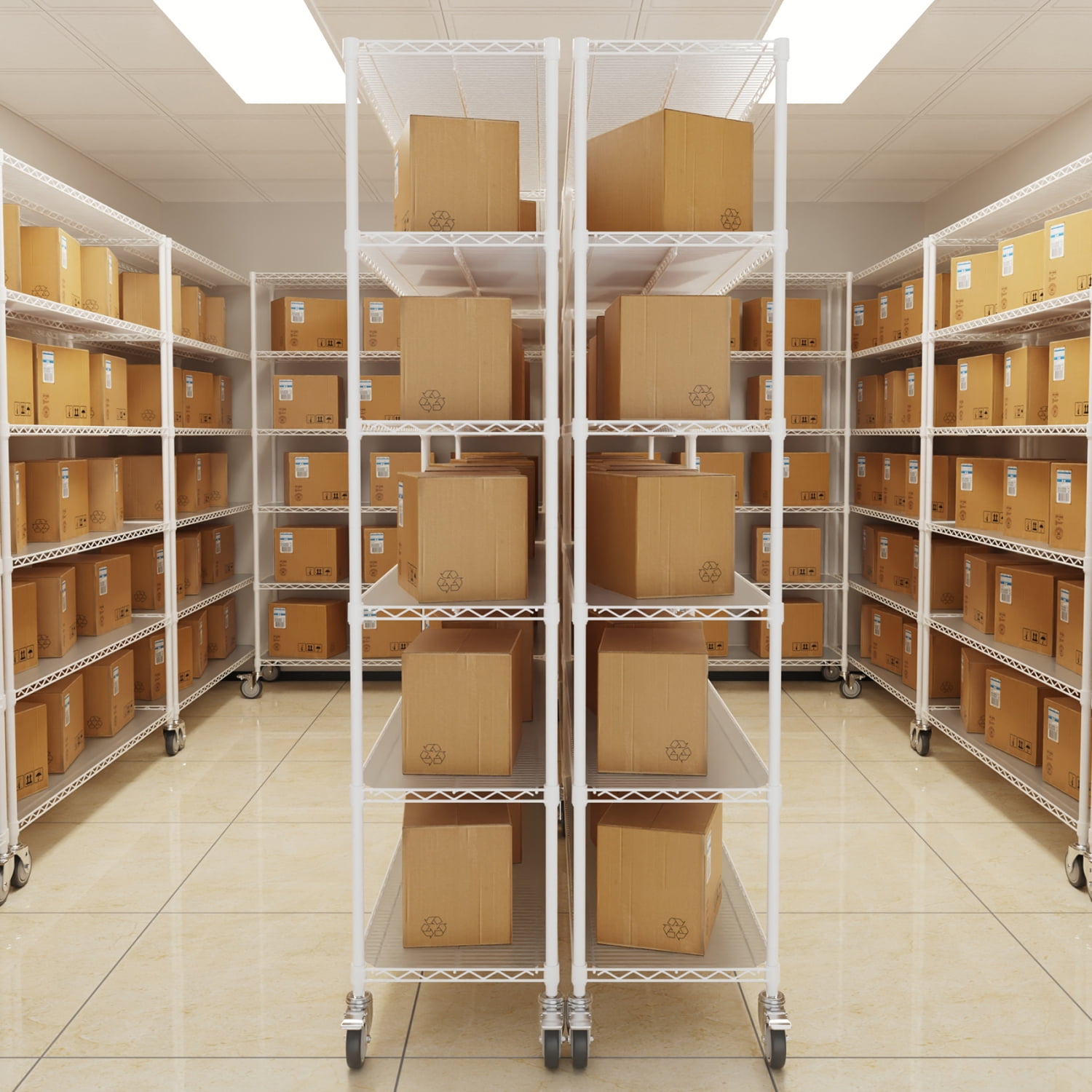 Heavy Duty 6 Tier Height Adjustable Metal Wire Shelving Unit with ...