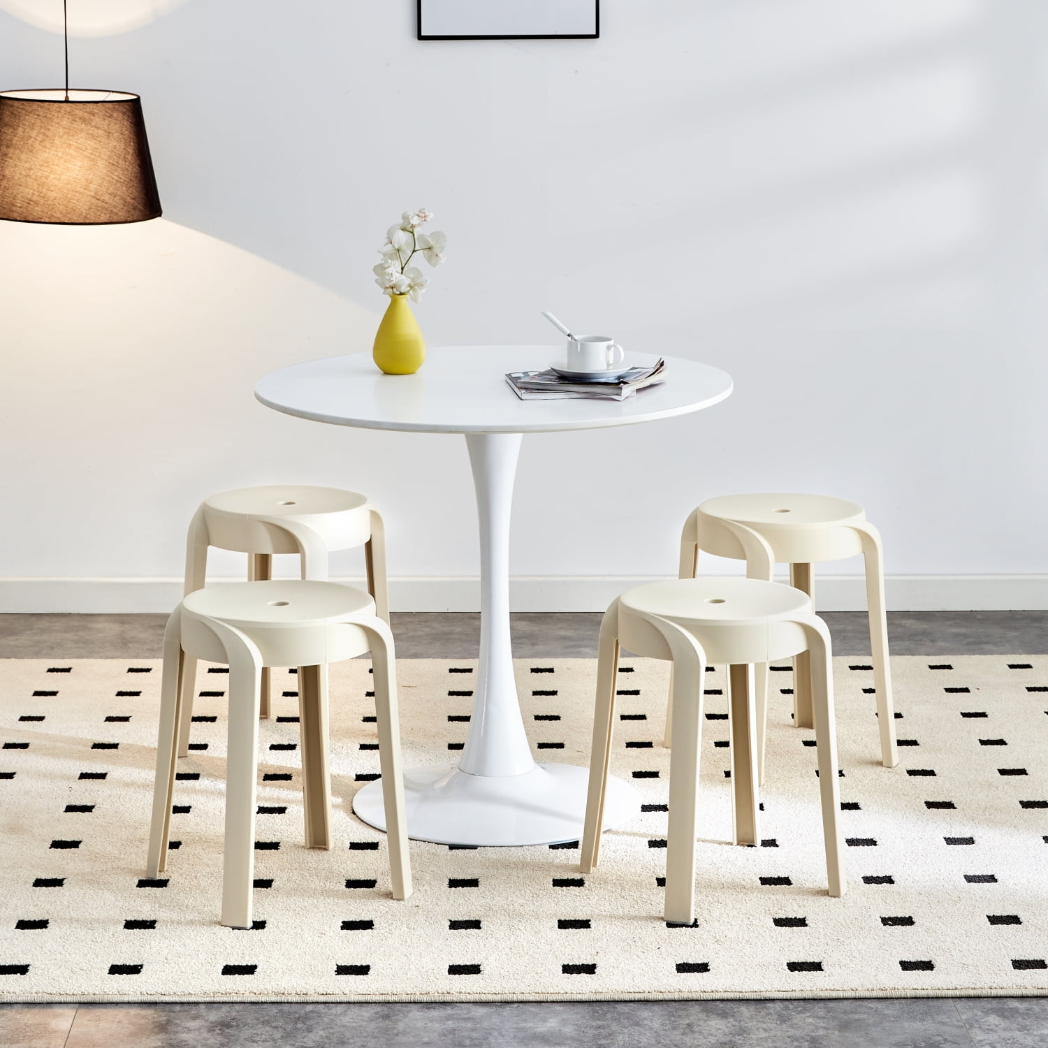 KUBEAUTY Colorful Round Plastic Stackable Classroom Stools 6-Pack ...