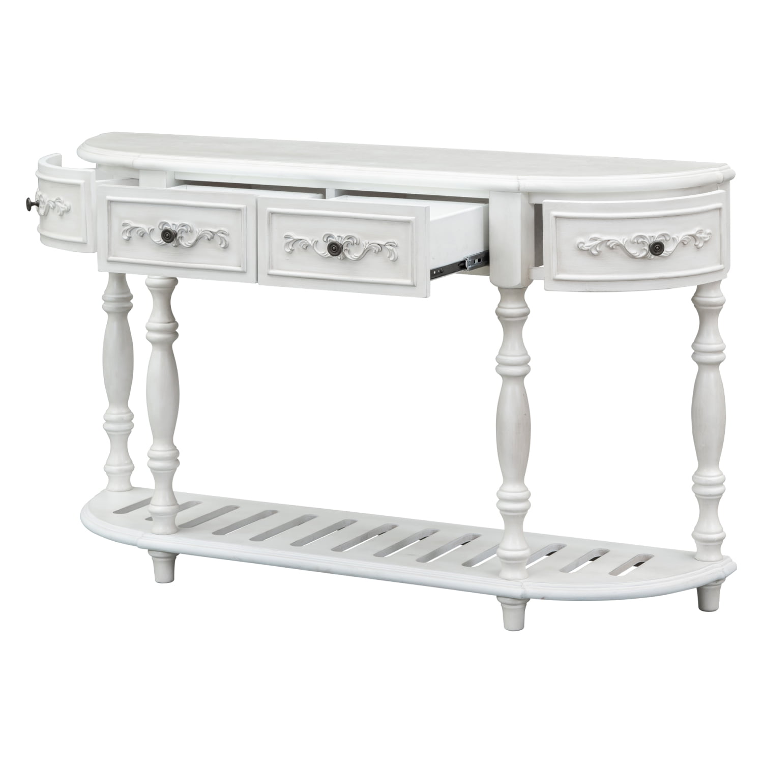 KUBEAUTY Modern and Stylish 52‘‘ Curved Console Table with 4 Drawers ...