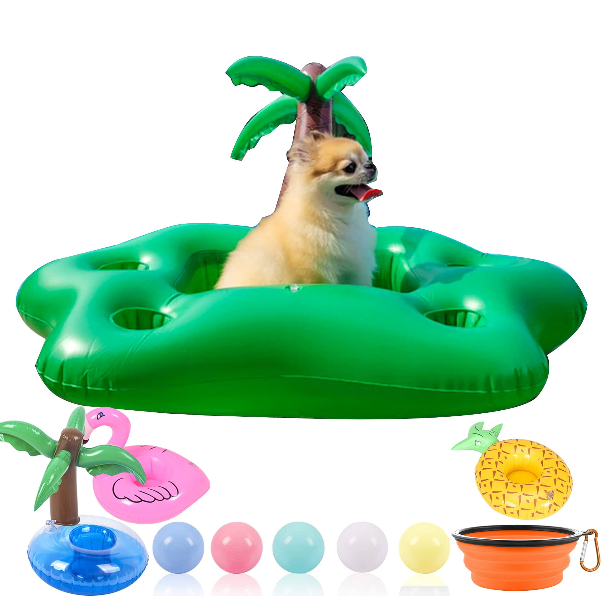 KUCDBUN Dog Pool Floats Set, Dog Float Raft with Collapsible Dog Bowl ...