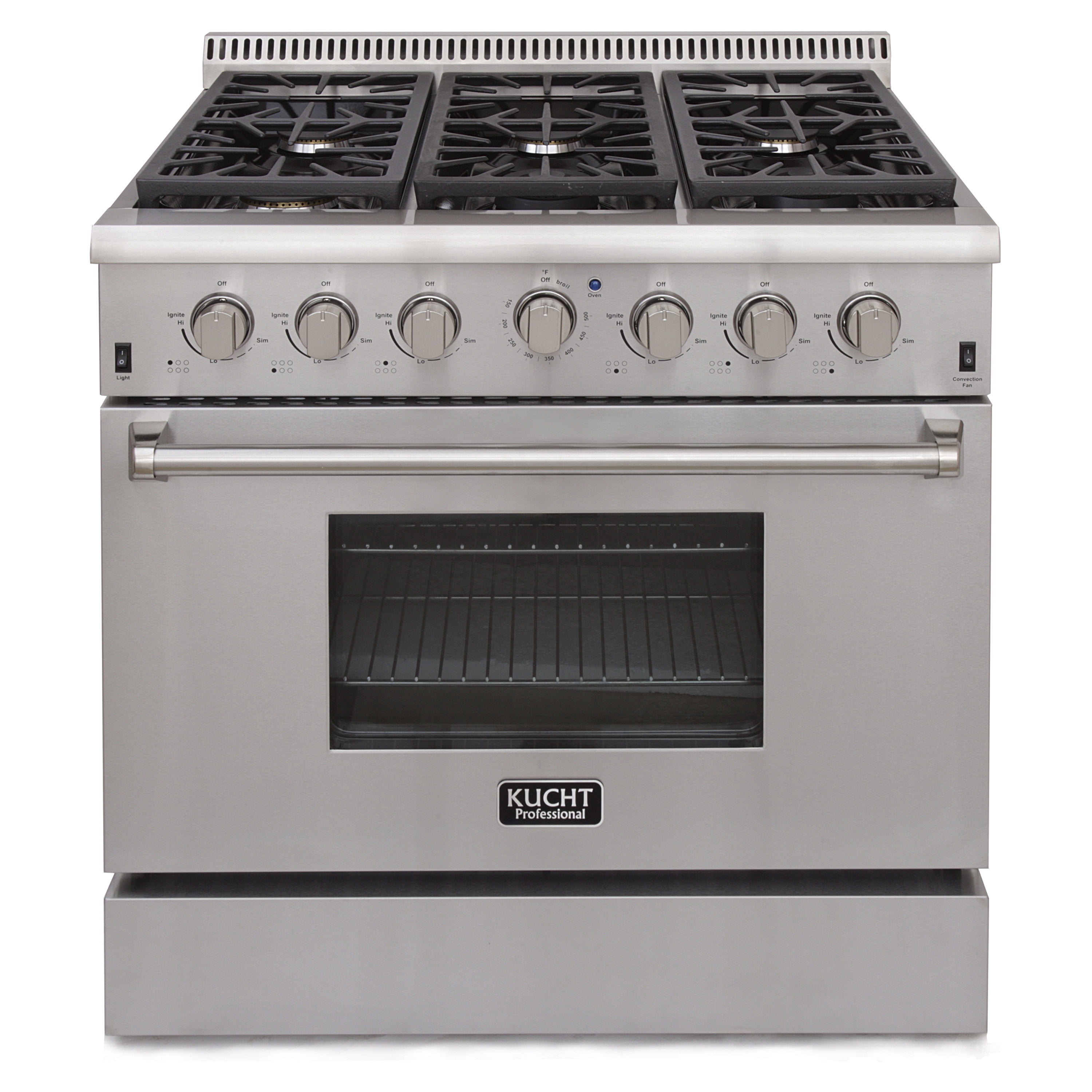 Kutch Professional 36" Stainless Steel Natural Gas Range with Knobs in ...