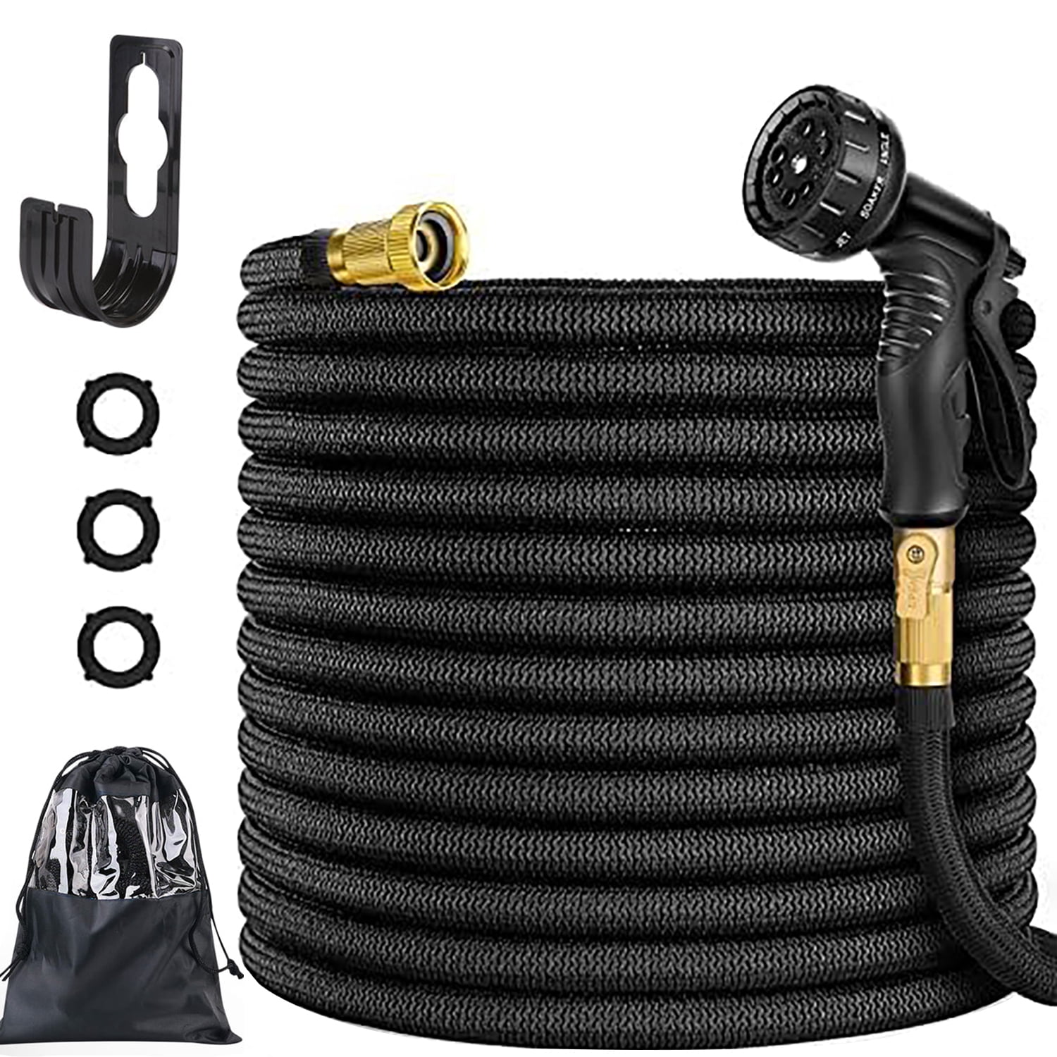 KUDORO 100ft Expanding Garden Hose, Collapsible with Spray Nozzle ...