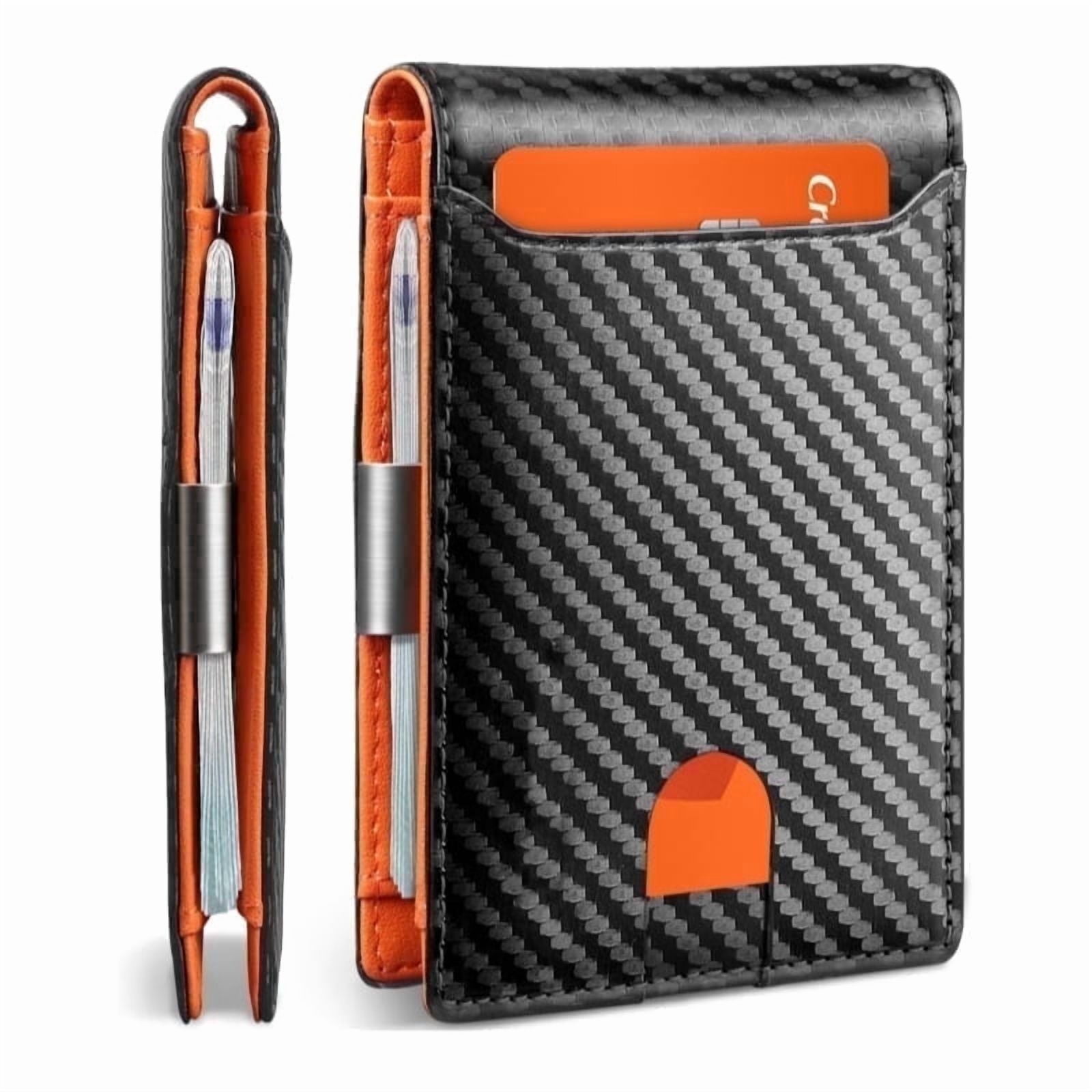 KUEON Slim Wallet for Men, Genuine Leather RFID Blocking with Money ...