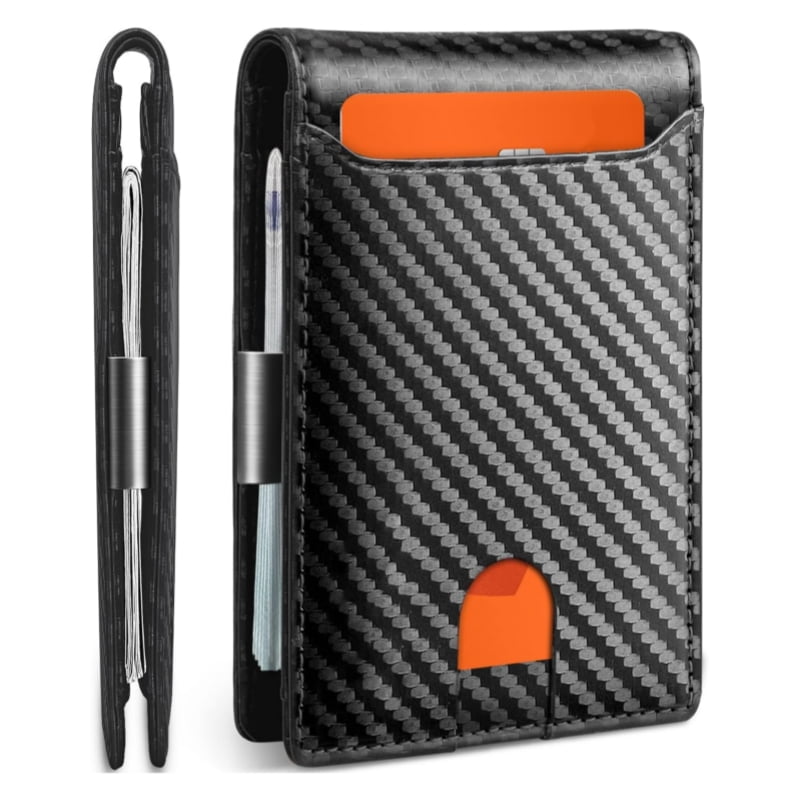 KUEON Slim Wallet for Men, Genuine Leather RFID Blocking with Money ...