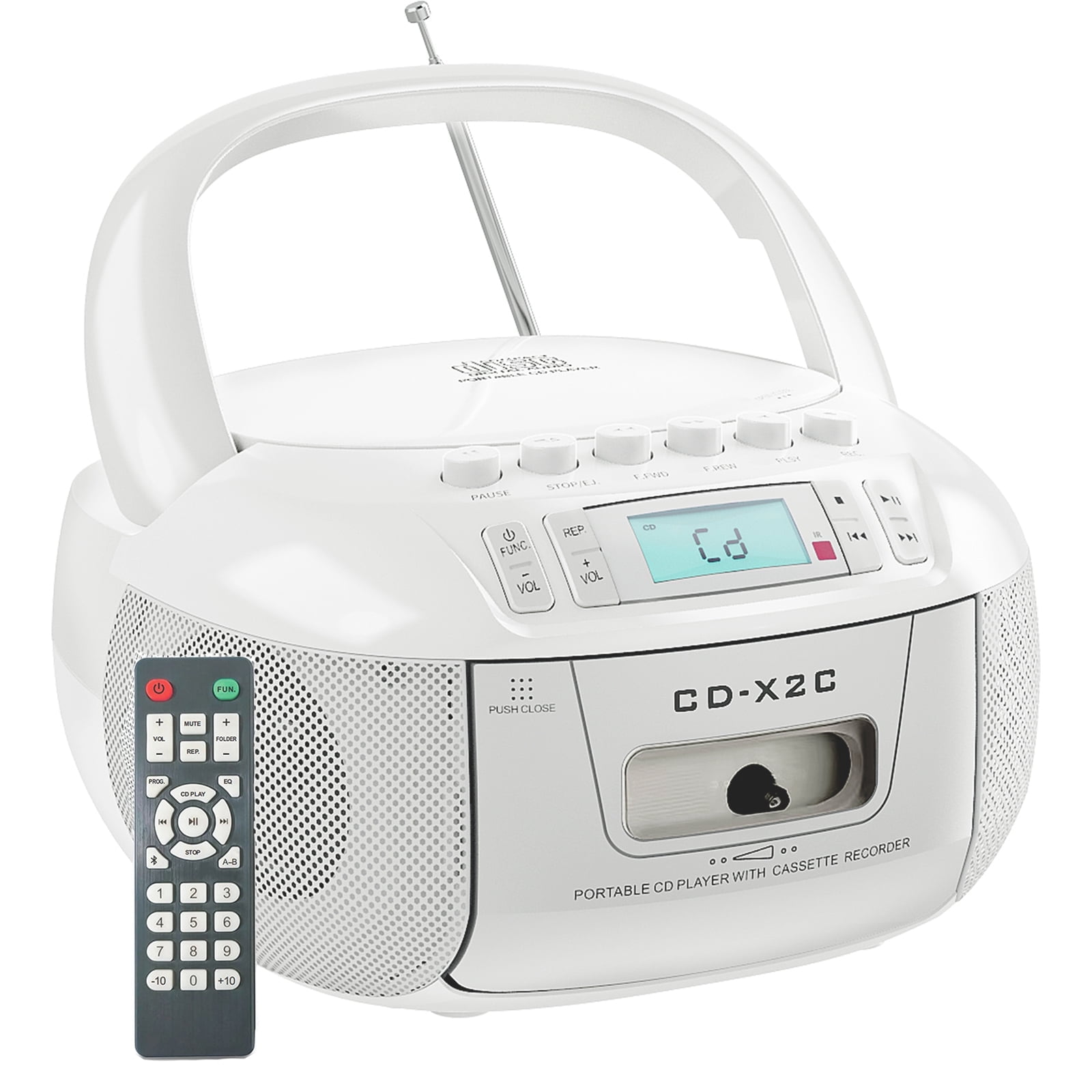 Portable CD/Cassette Player Boombox with AM/FM Radio, Recorder, AC/DC ...