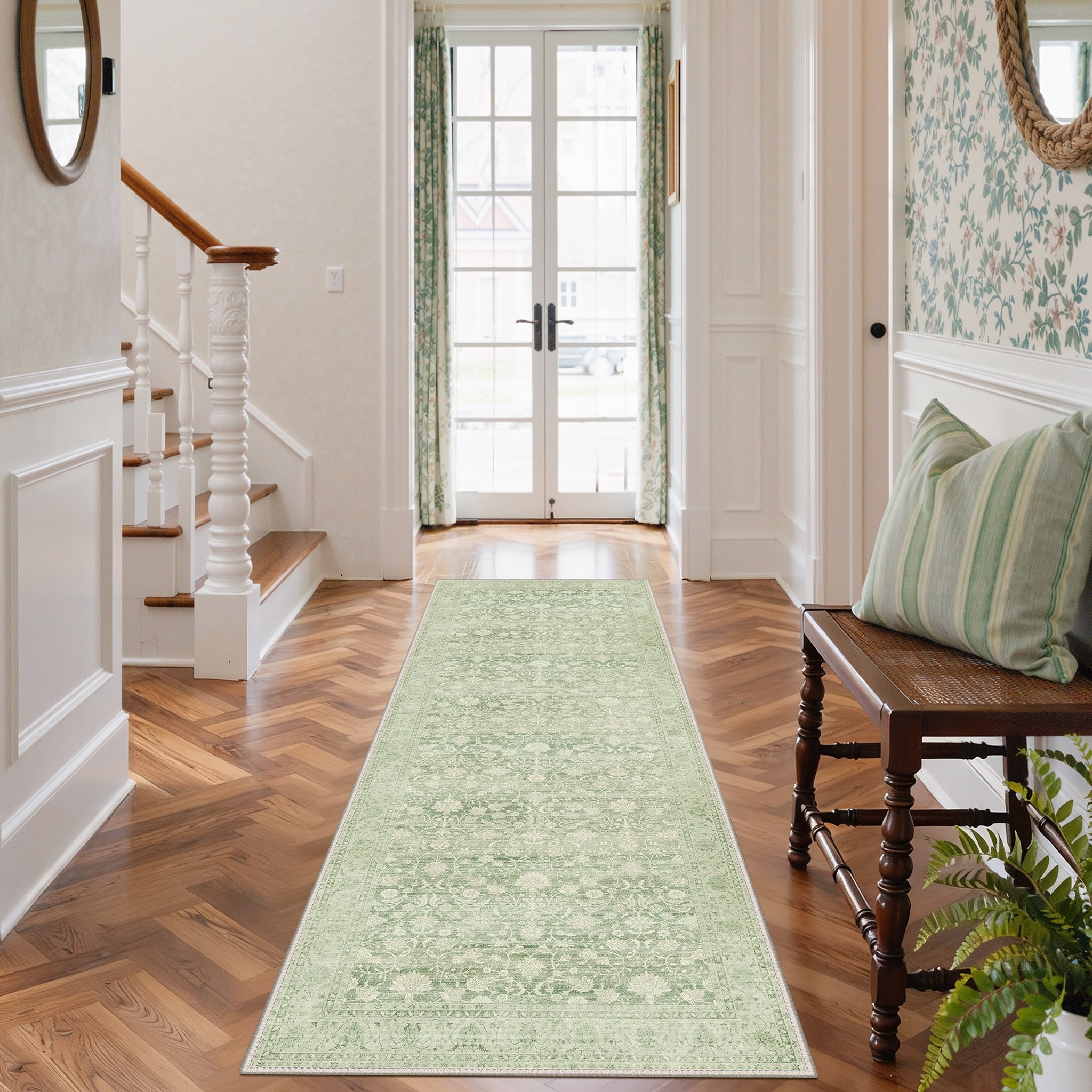 KUETH 2.5x8 Non Slip Hallway Runner Rug, Machine Washable Vintage Low ...