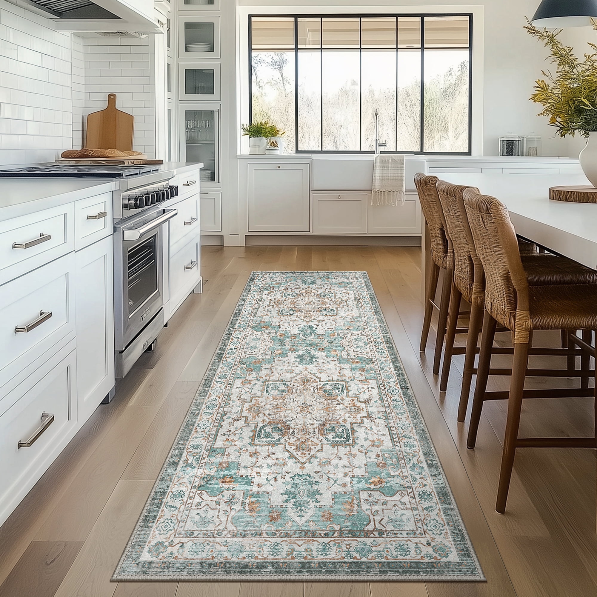 KUETH 2X10 Area Rugs for Living Room, Non Slip Machine Washable Retro ...