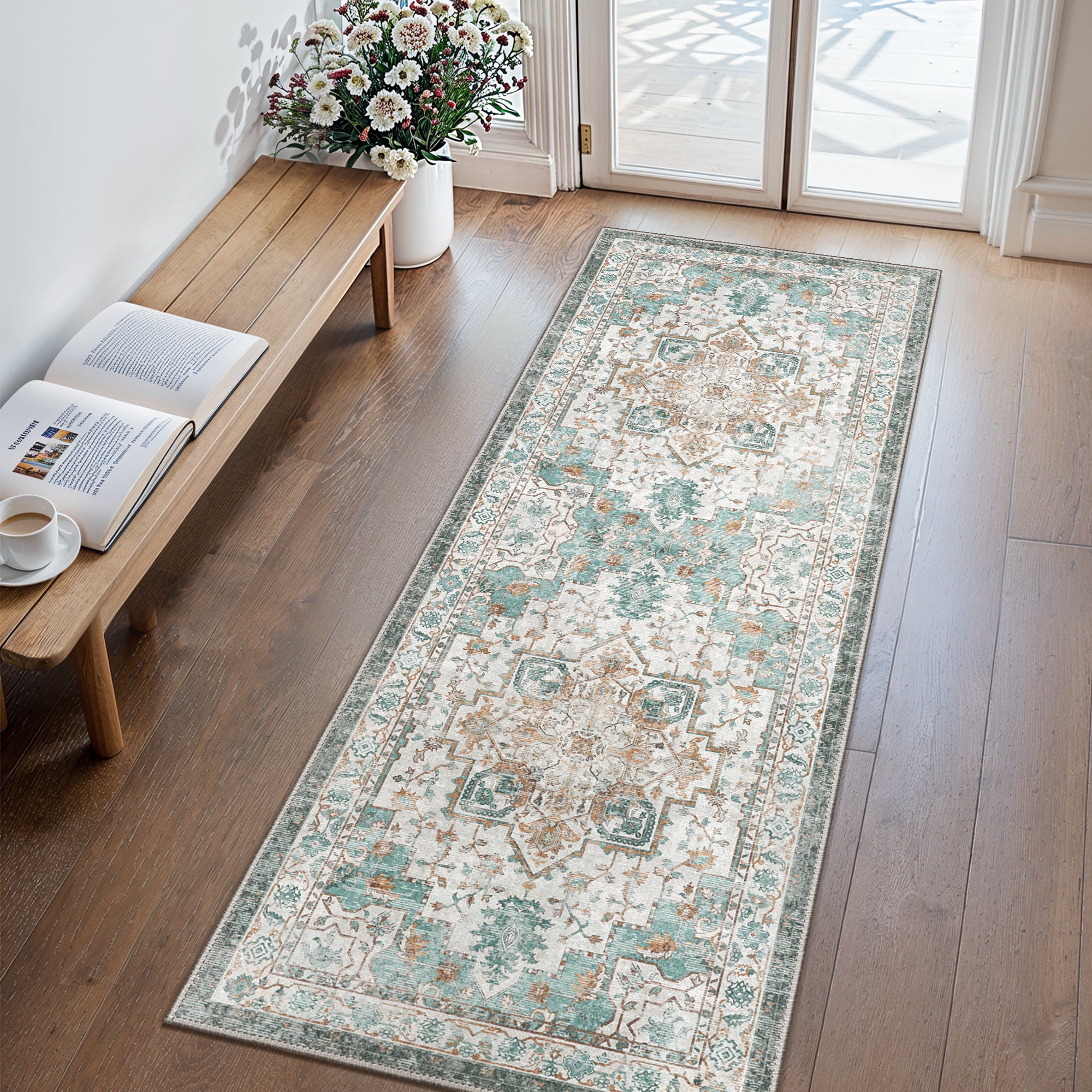KUETH 2X5 Area Rugs for Living Room, Non Slip Machine Washable Retro ...