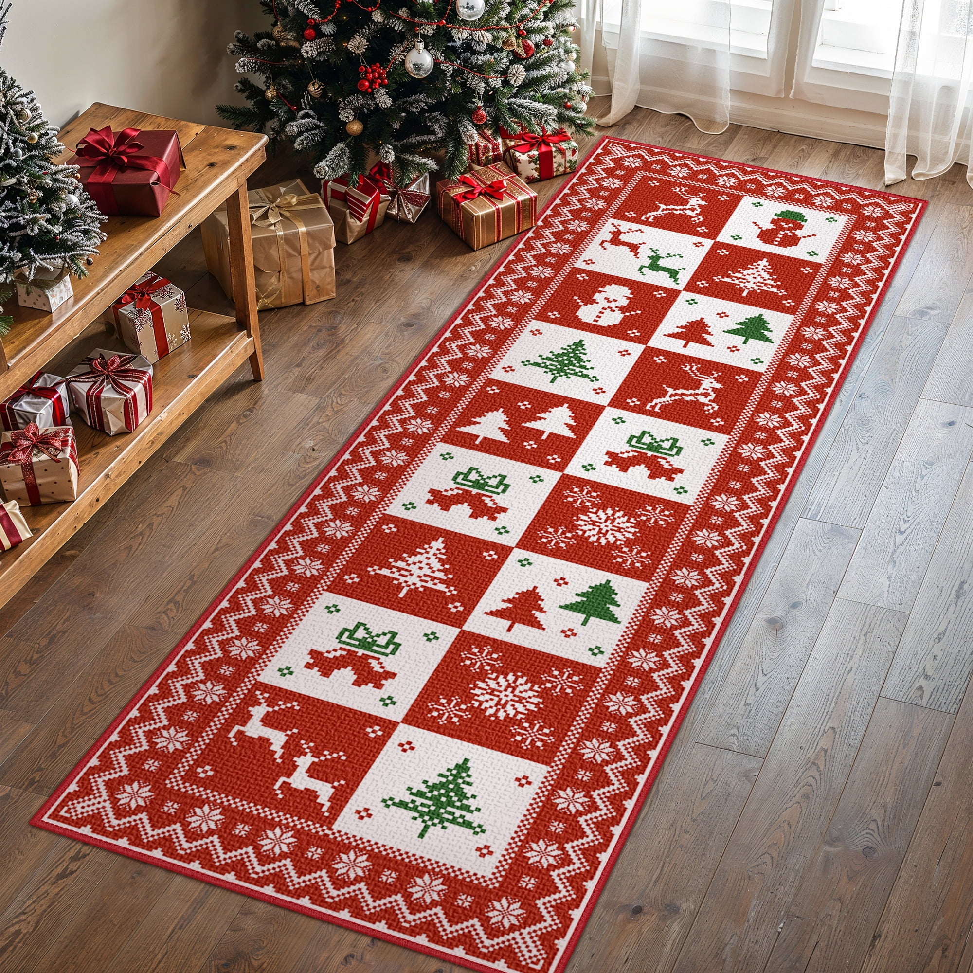 KUETH 2X7 Area Rugs Christmas Rug, Machine Washable Rug, Area Rugs for ...