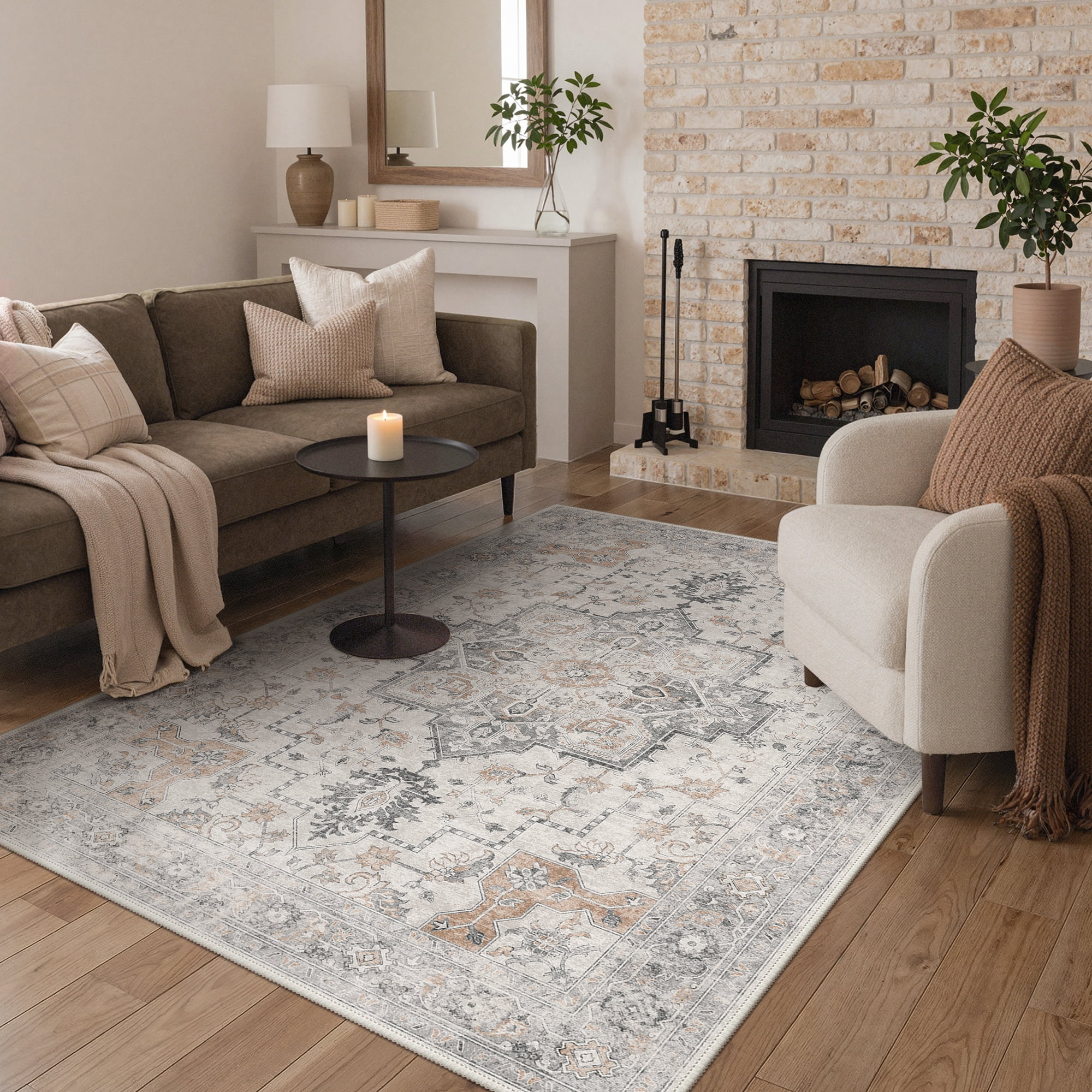 KUETH 3X5 Reversible Area Rug with Free Rug Pad, Machine Washable Rug ...