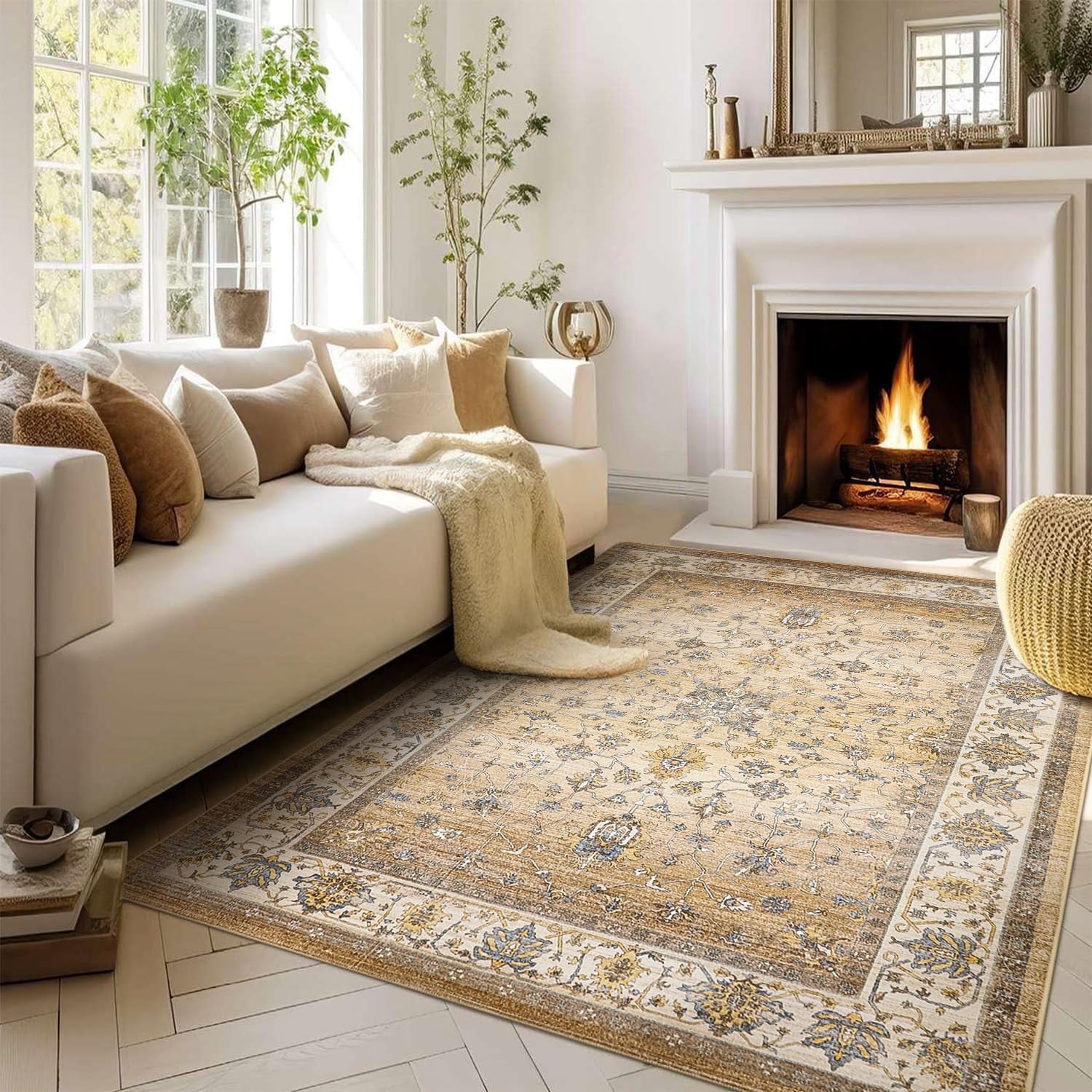 KUETH 3x5 Stain-Resistant, Machine Washable Area Rug with Non-Slip ...