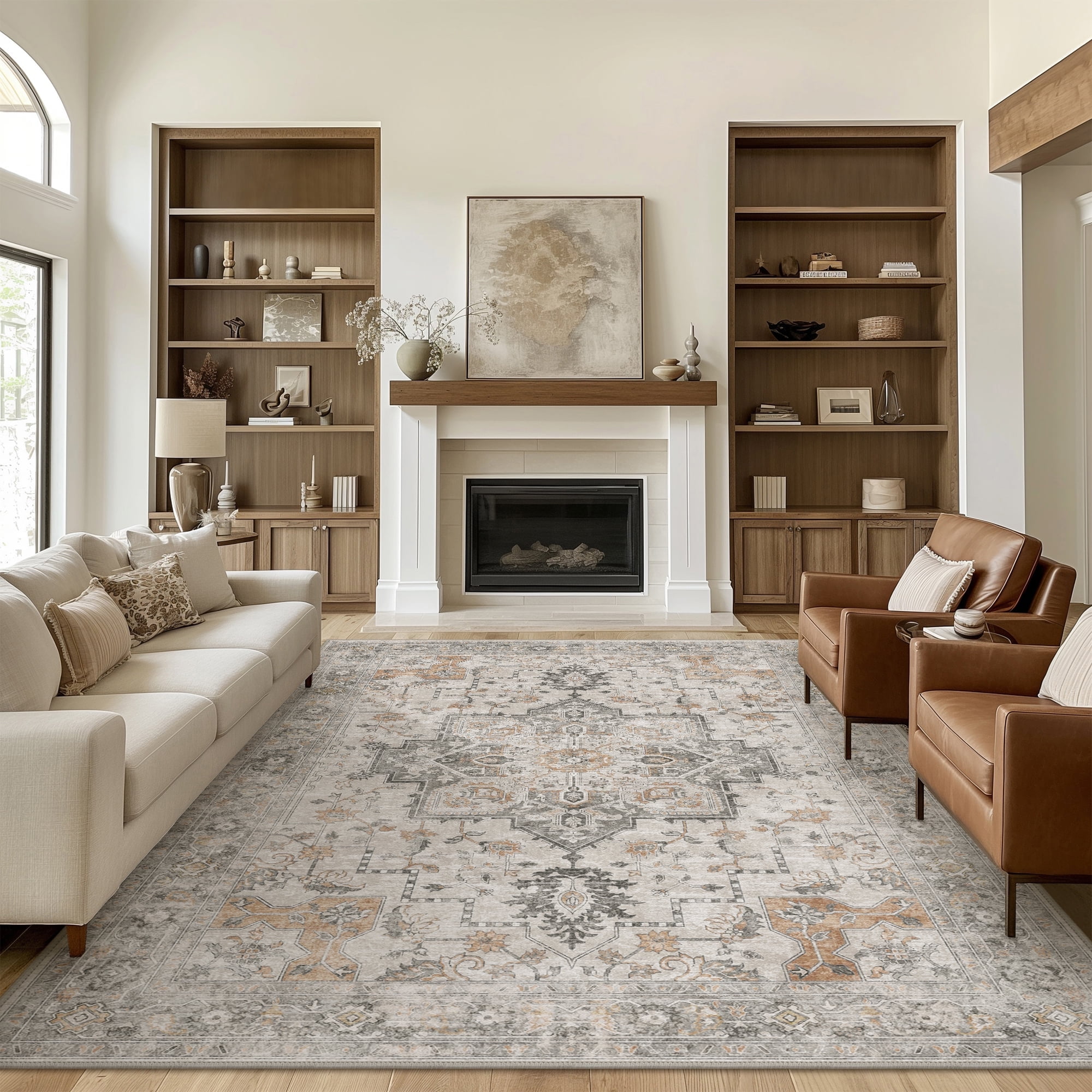 KUETH 4x6 Area Rugs for Living Room, Non Slip Machine Washable Retro ...