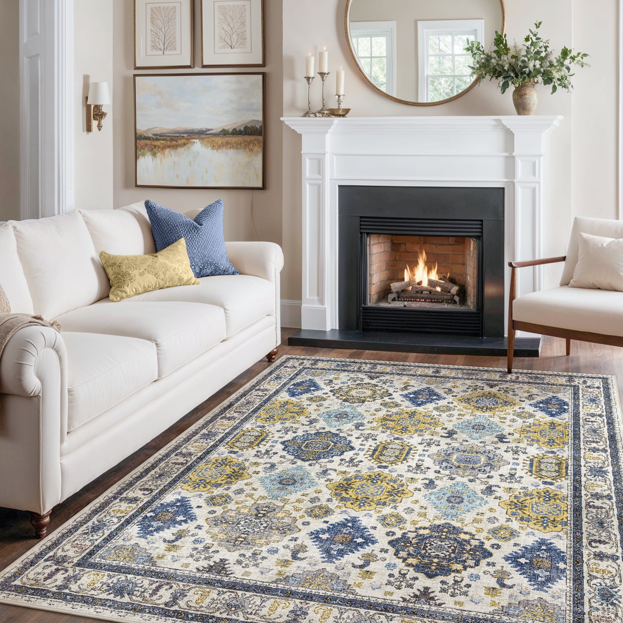 KUETH 5'x7' Area Rugs for Living Room, Non Slip Machine Washable ...