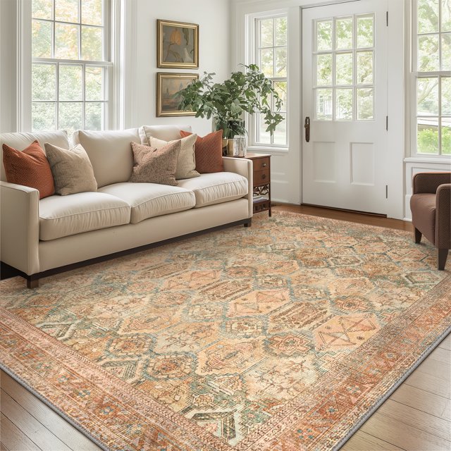 KUETH 5'x7' Area Rugs for Living Room, Ultra-thin Non Slip Machine ...