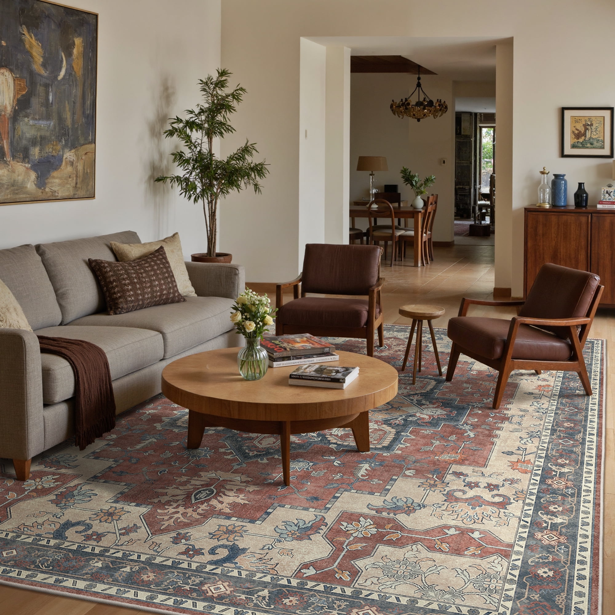 KUETH 5X7 Area Rugs Machine Washable Rugs for Living Room, Non Slip ...