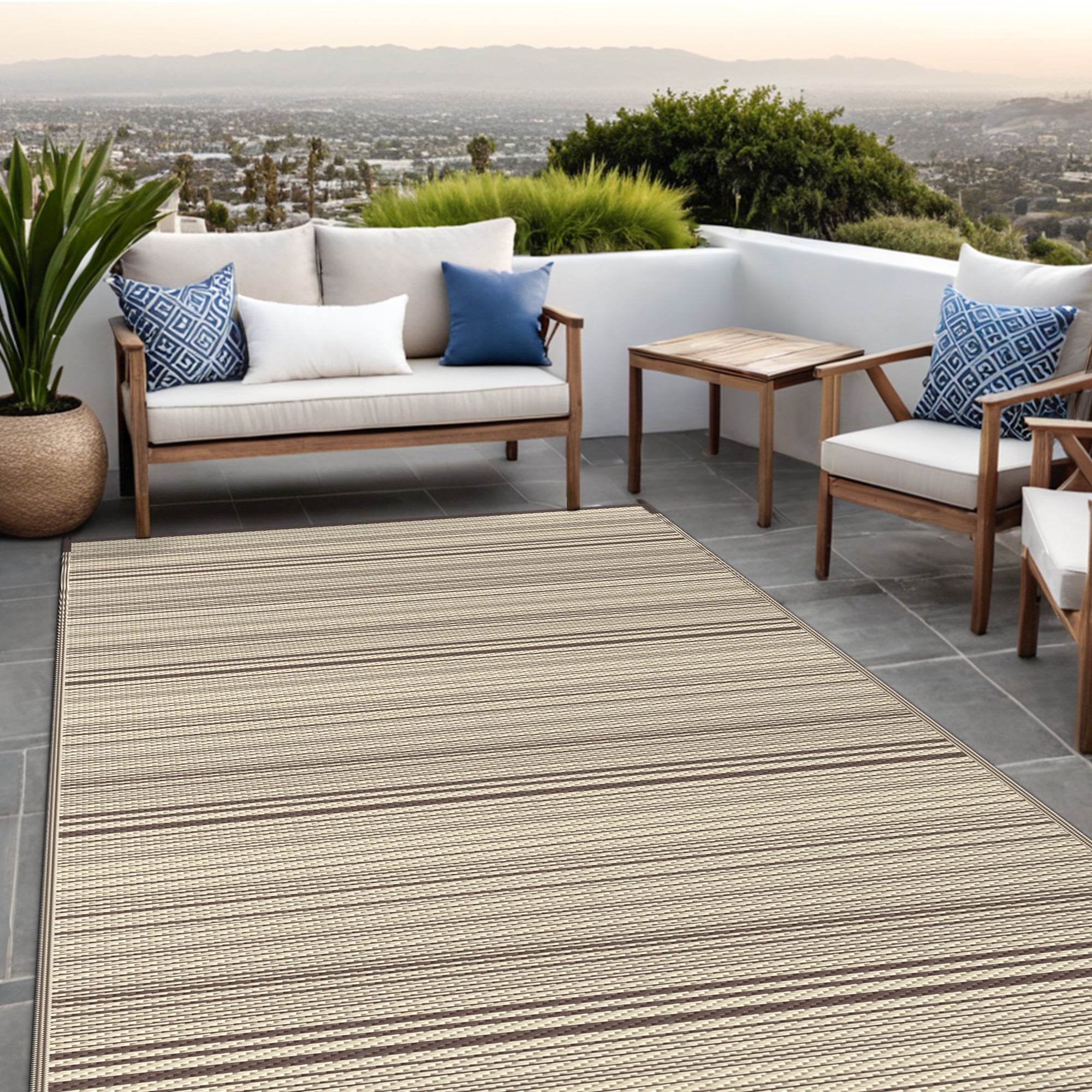 KUETH 6'x 9' Outdoor Waterproof Rug Camping Mat Patio Carpet,COFFEE ...