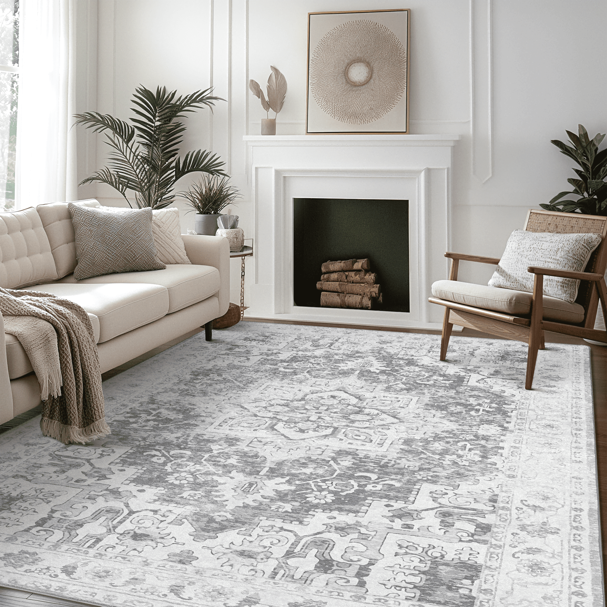 KUETH 6'x9' Area Rugs for Living Room, Non-Slip Machine Washable ...