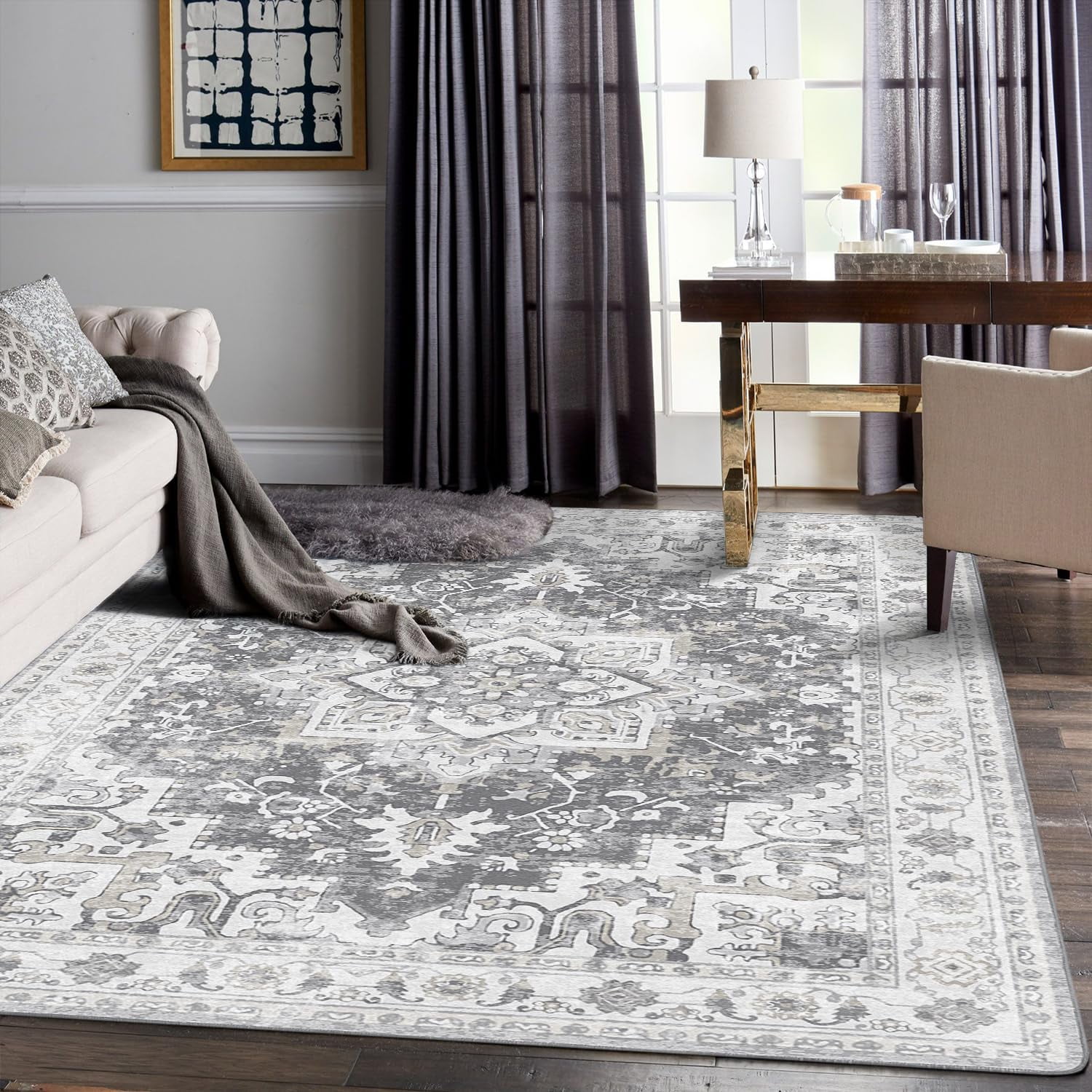 KUETH 6'x9' Area Rugs for Living Room, Non-Slip Machine Washable ...