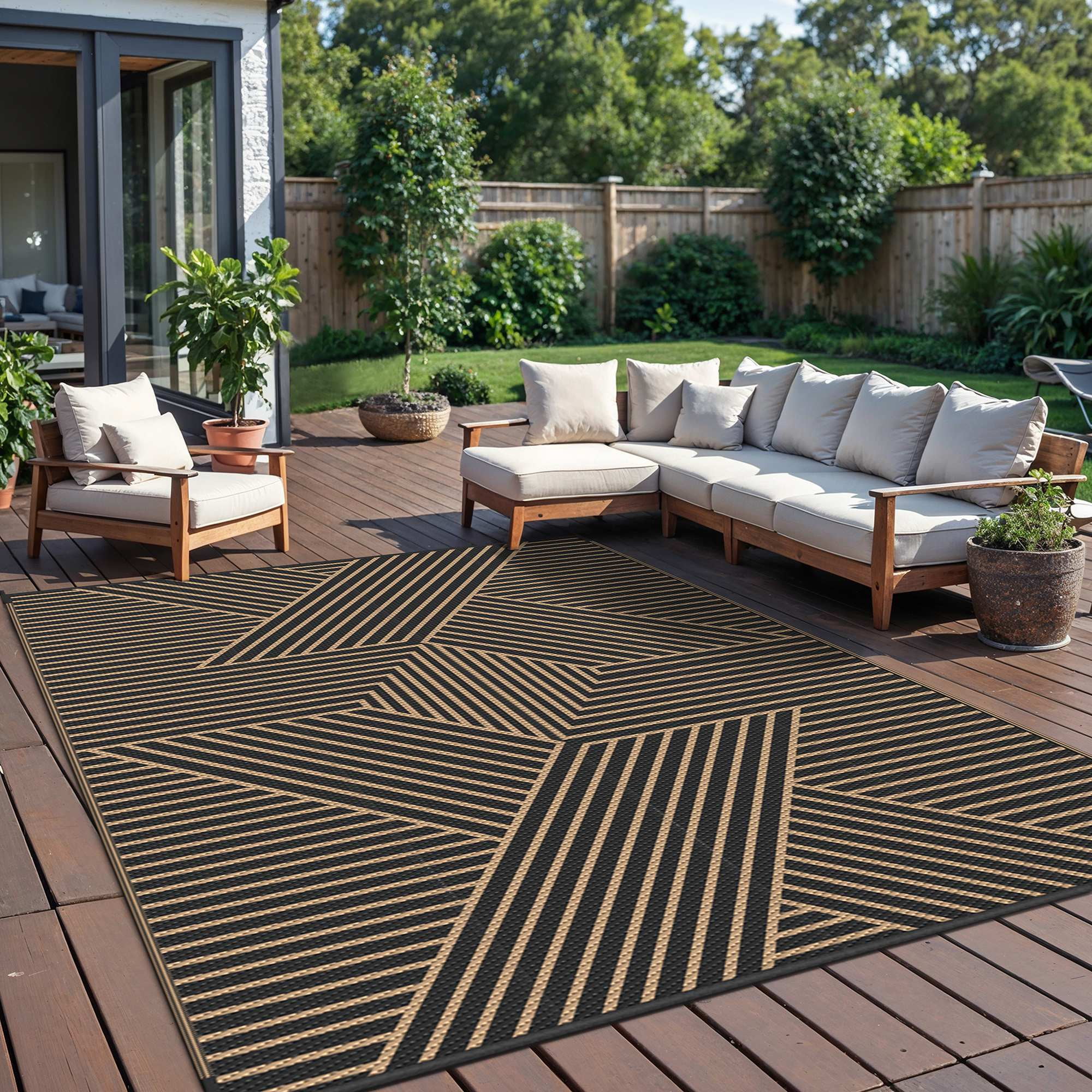 KUETH 8'x 10' Outdoor Rug Plastic Foldable Waterproof Outside Carpet UV ...