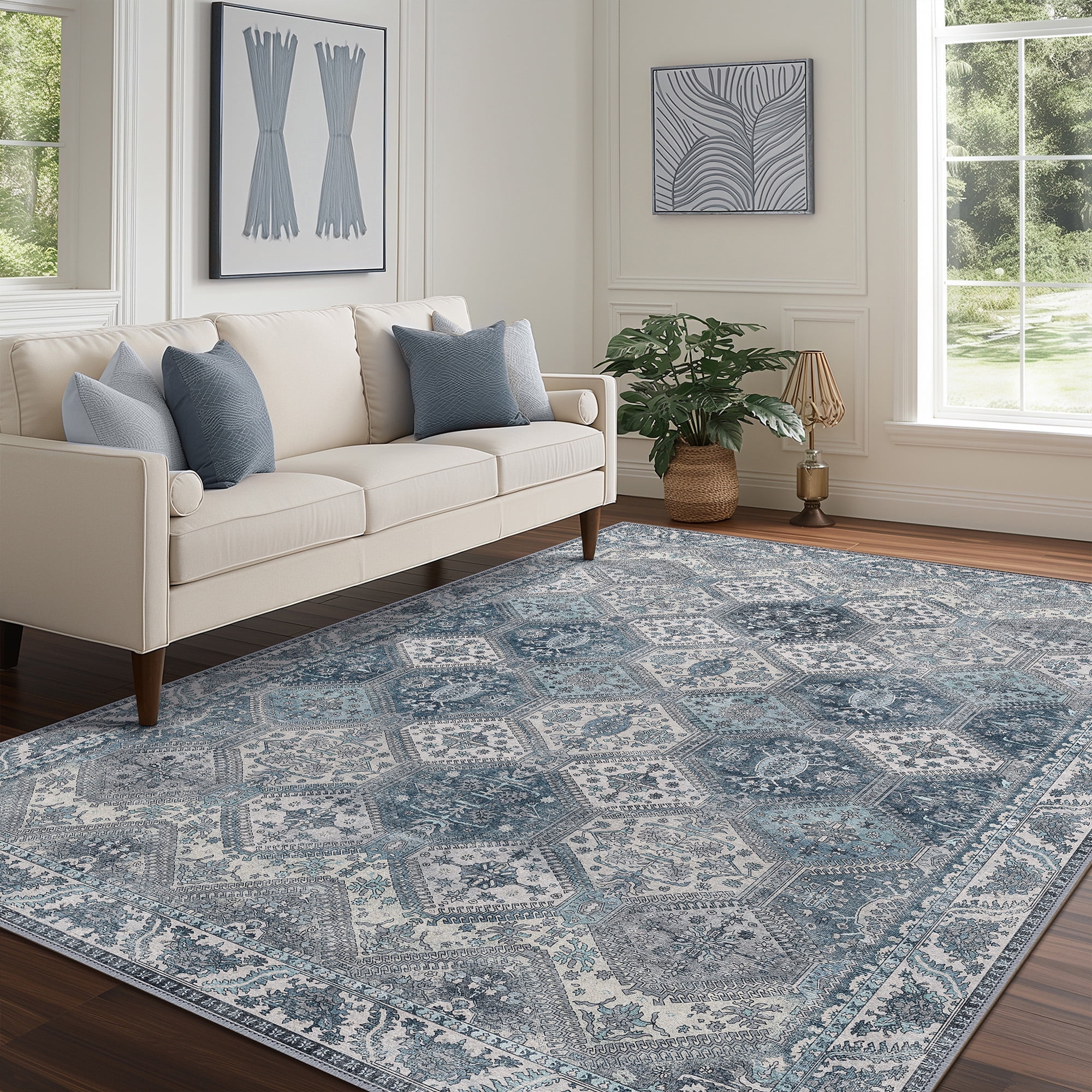 KUETH 8'x10' Area Rugs for Living Room, Non Slip Machine Washable ...