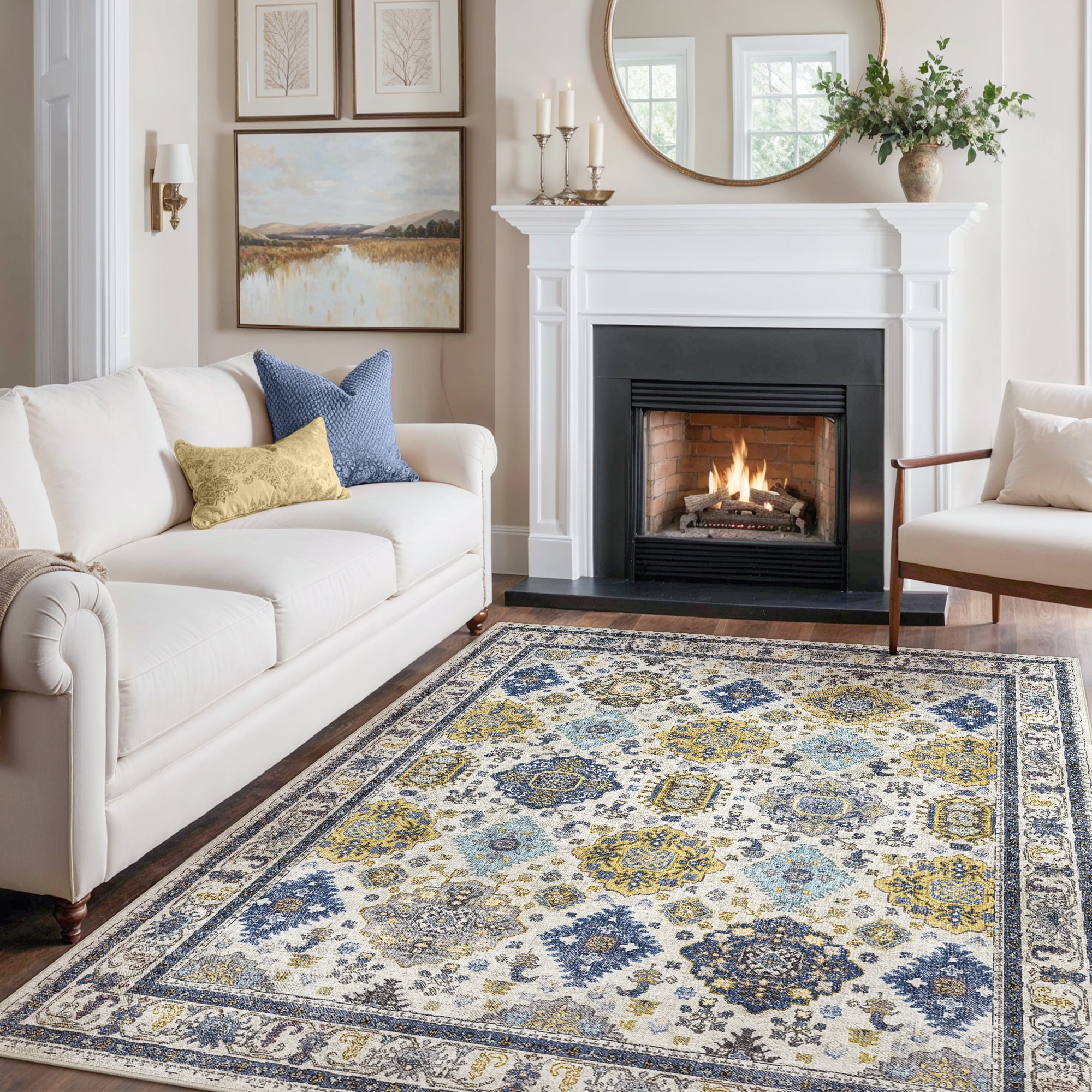 KUETH 8'x10' Area Rugs for Living Room, Non Slip Machine Washable ...