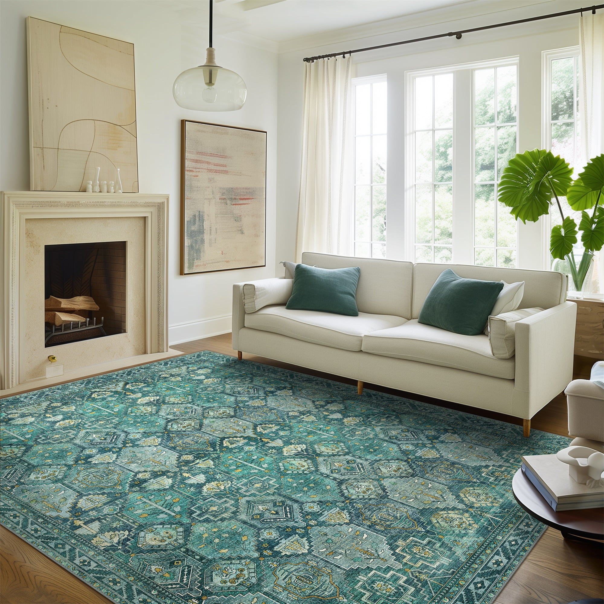 KUETH 8'x10' Area Rugs for Living Room, Ultra-thin Non Slip Machine ...