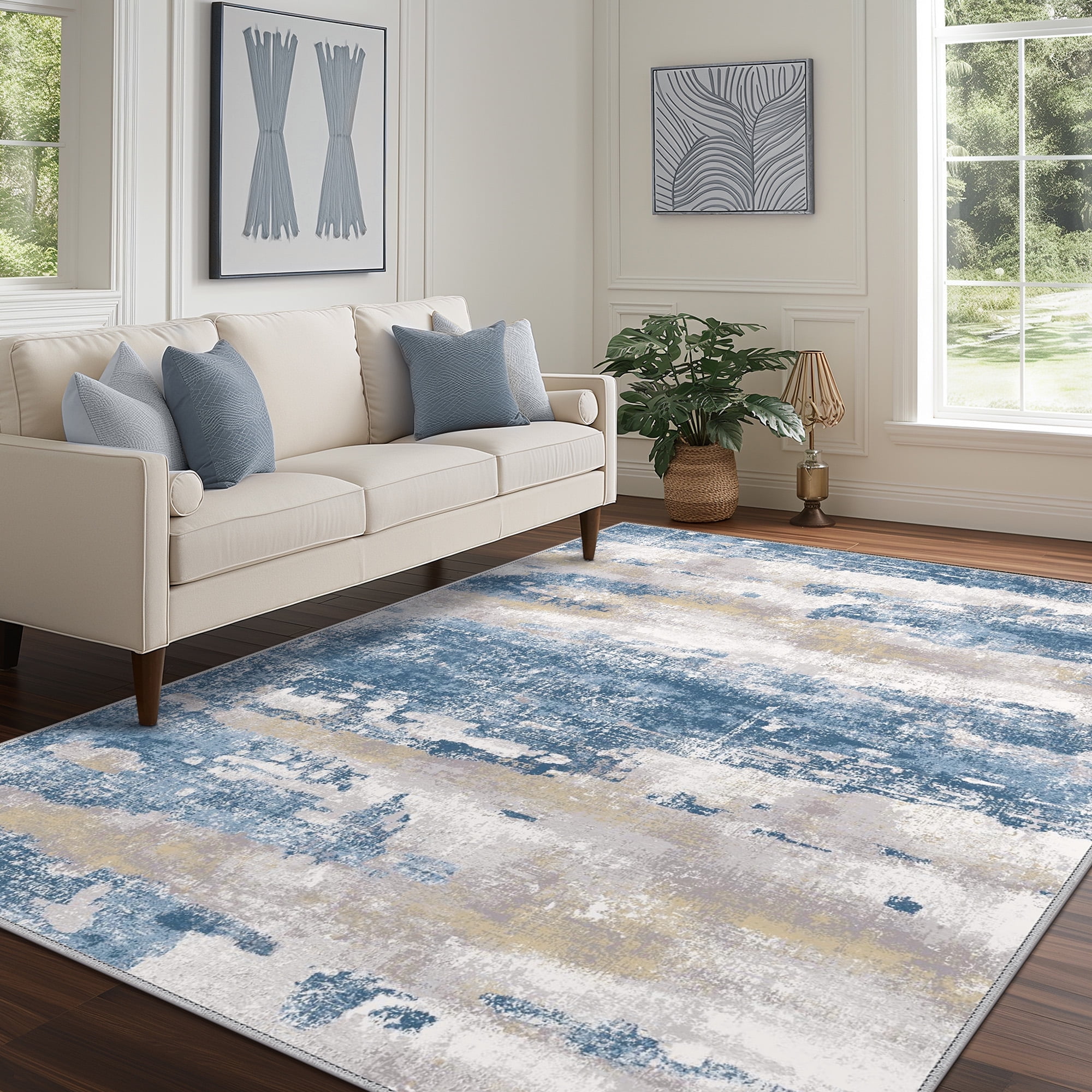 KUETH 8'x10' Area Rugs for Living Room, Non Slip Machine Washable ...