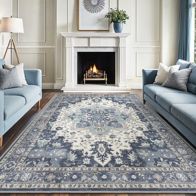 KUETH 8X10 Area Rugs for Living Room, Non Slip Machine Washable Retro ...