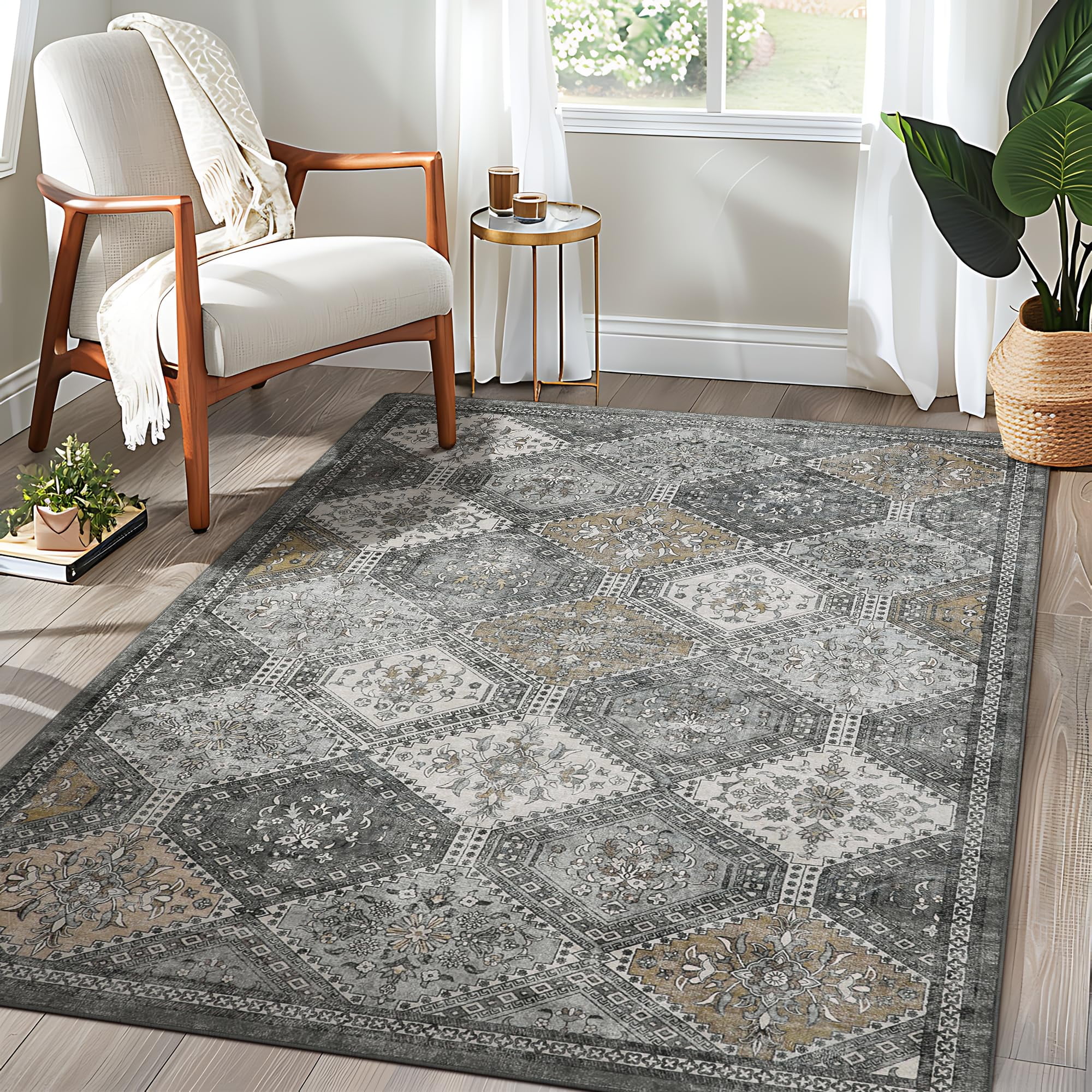 KUETH 8x10 Area Rugs for Living Room Bedroom, Machine Washable Stain ...