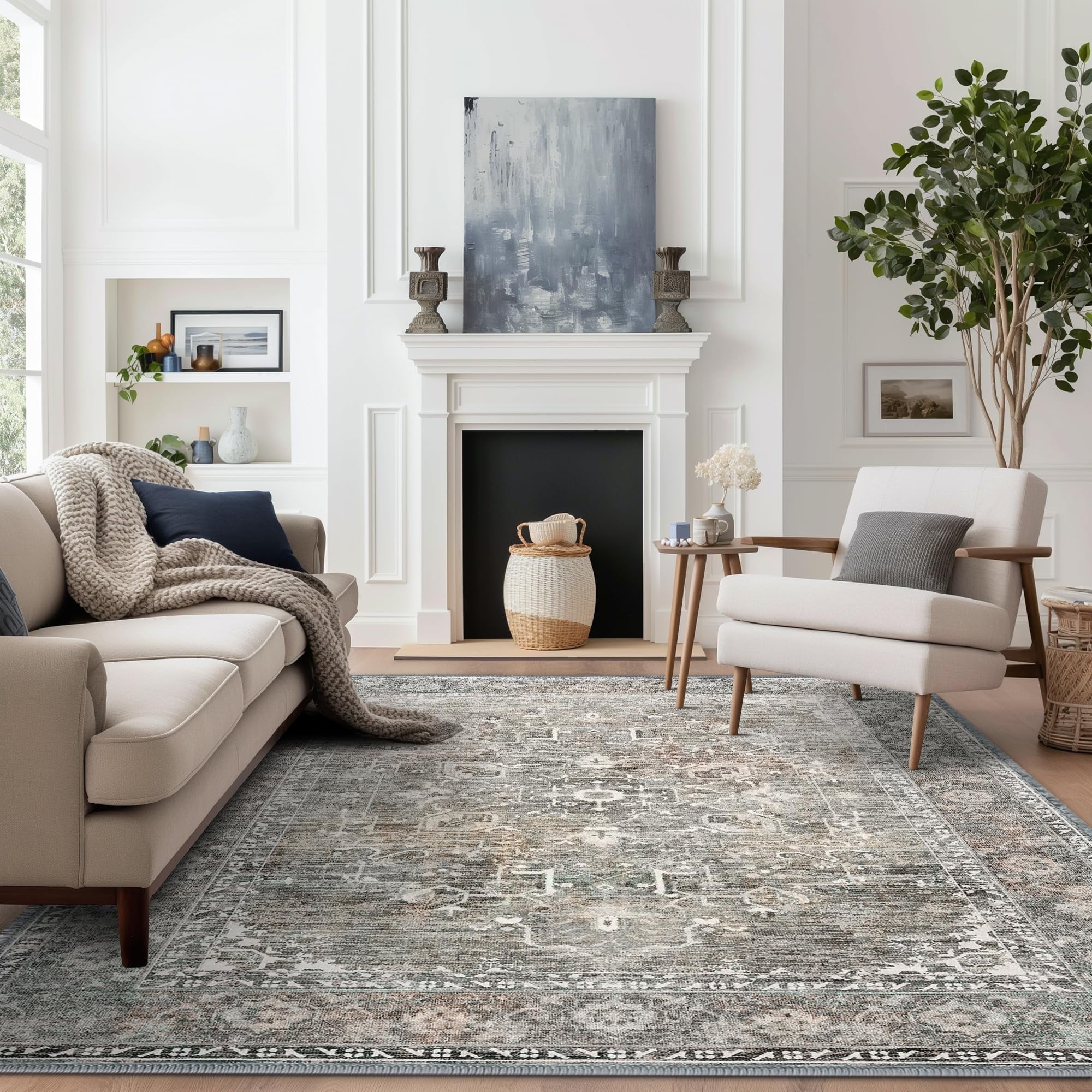 KUETH 8x10 Area Rugs for Living Room Bedroom, Machine Washable Stain ...