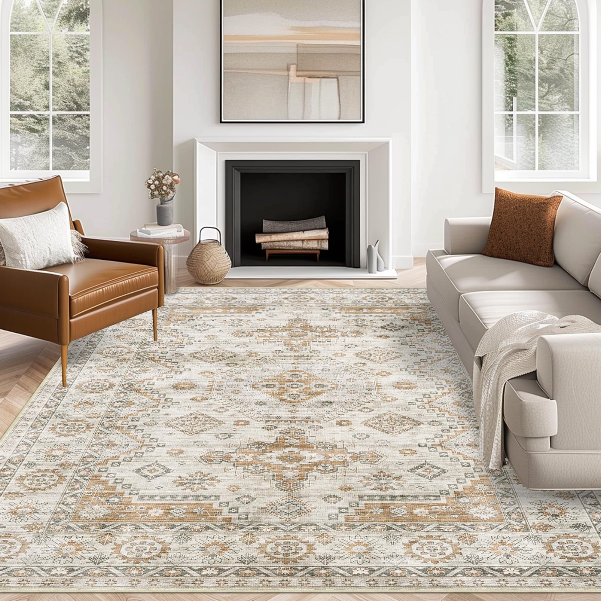 KUETH 8x10 Area Rugs for Living Room Bedroom, Machine Washable Stain ...