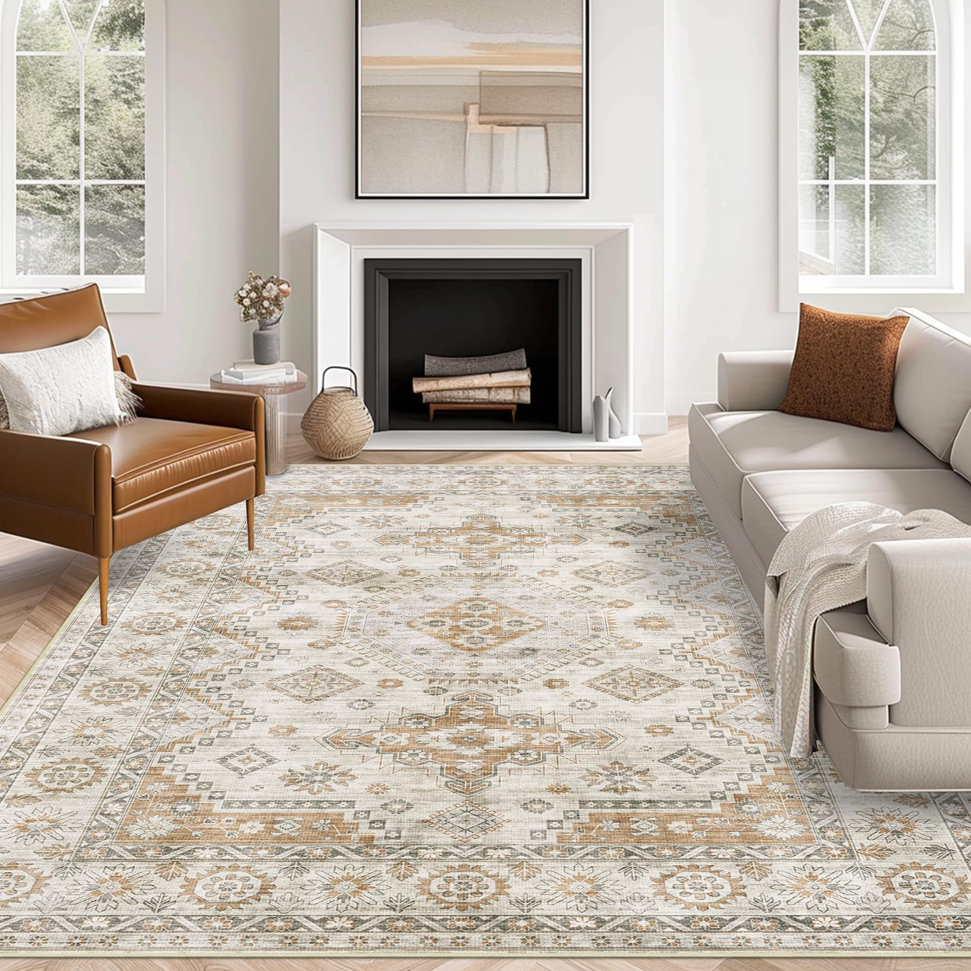 KUETH 8x10 Area Rugs for Living Room Bedroom, Machine Washable Stain ...