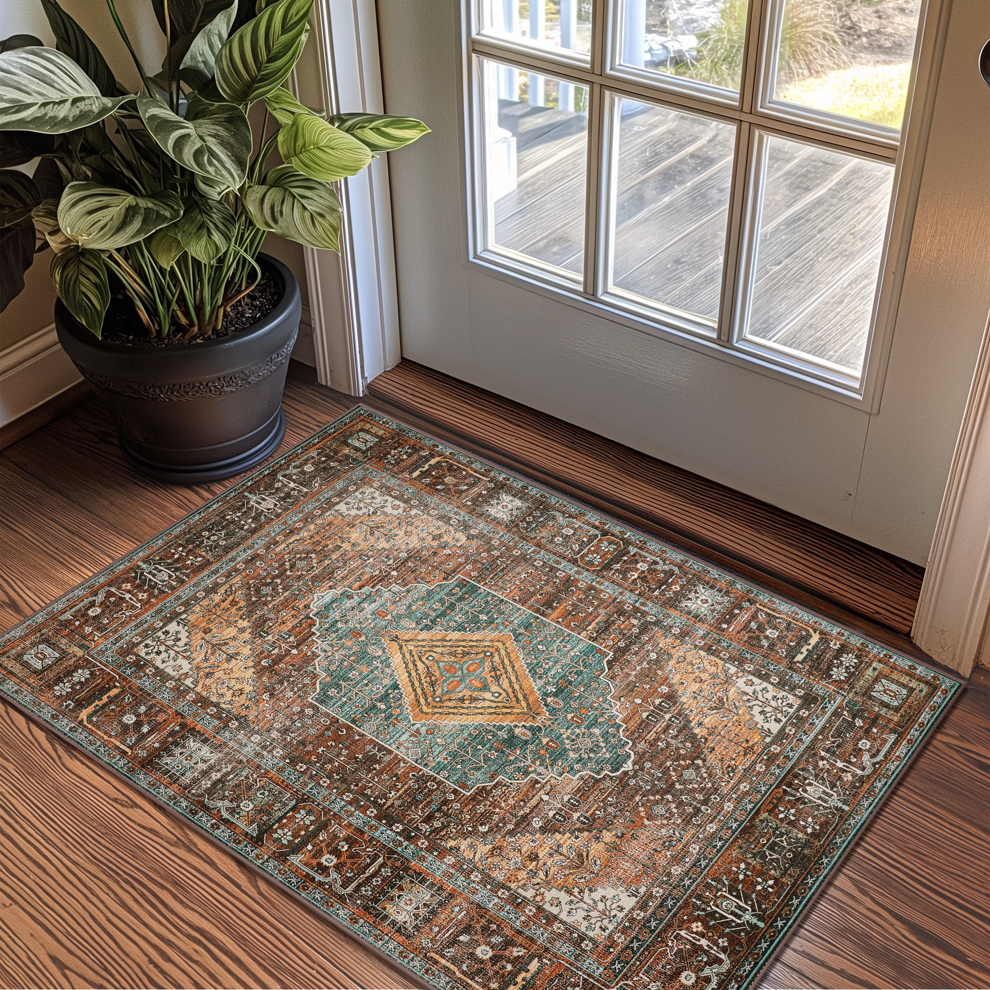 KUETH Area Rug - 2'x3' Machine Washable Runner Rugs, Non-Slip Vintage ...