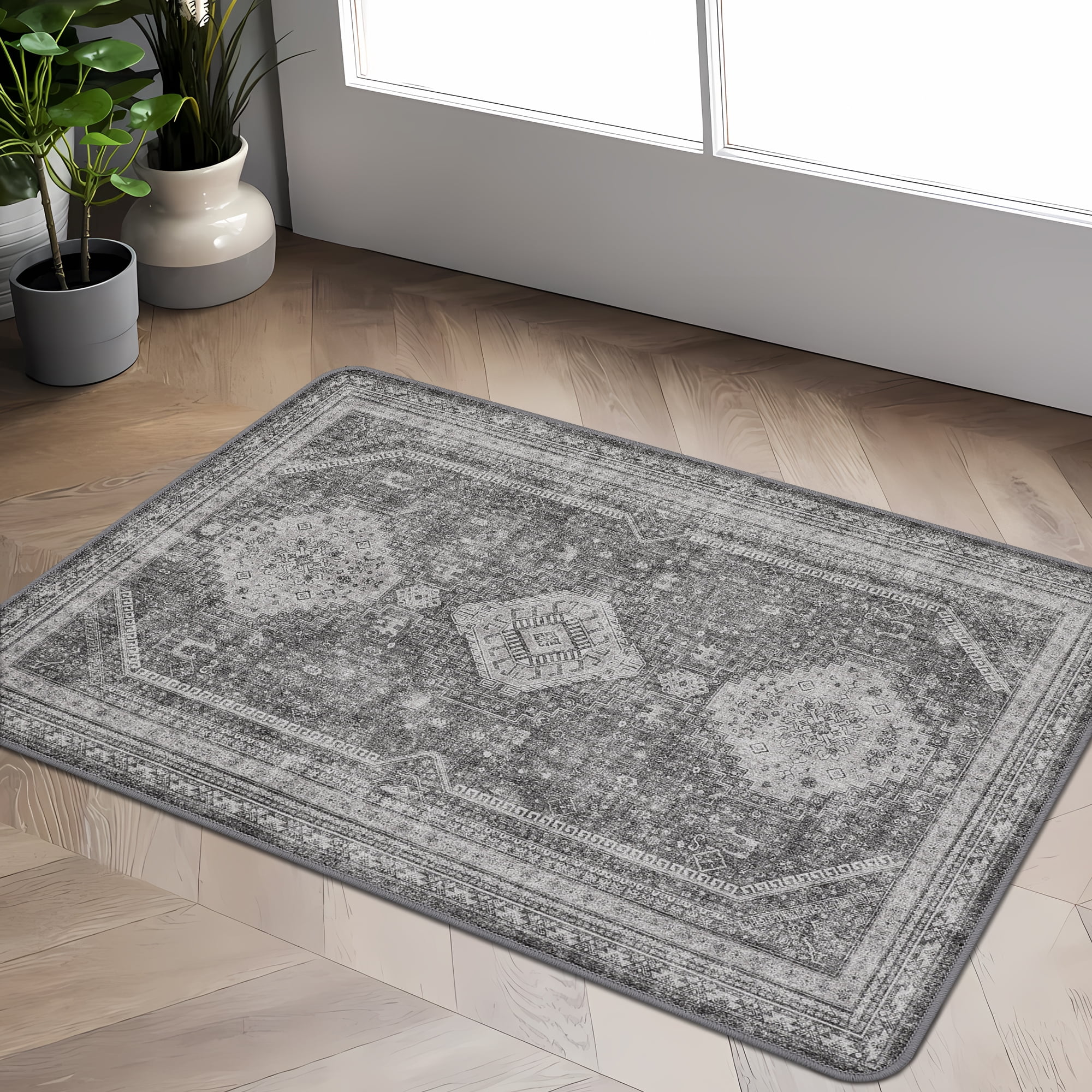 KUETH Area Rug 2'x3' Non-Slip Doormat Low Pile Machine Washable Rug ...