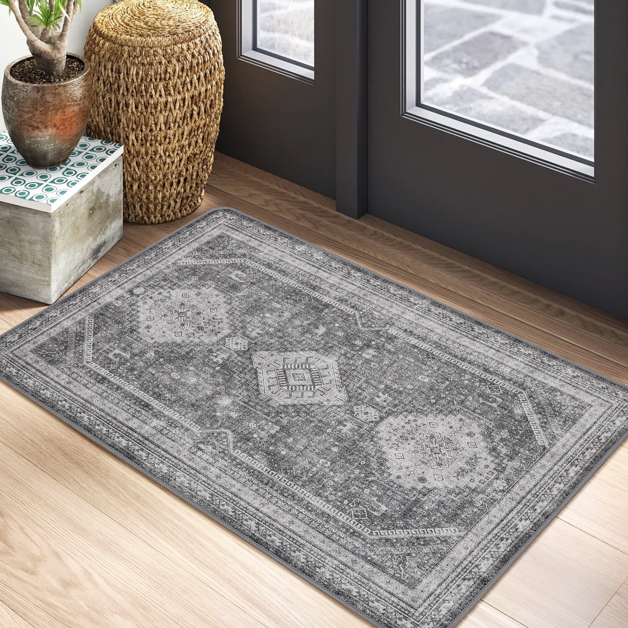 KUETH Area Rug 2'x4' Non-Slip Doormat Low Pile Machine Washable Rug ...