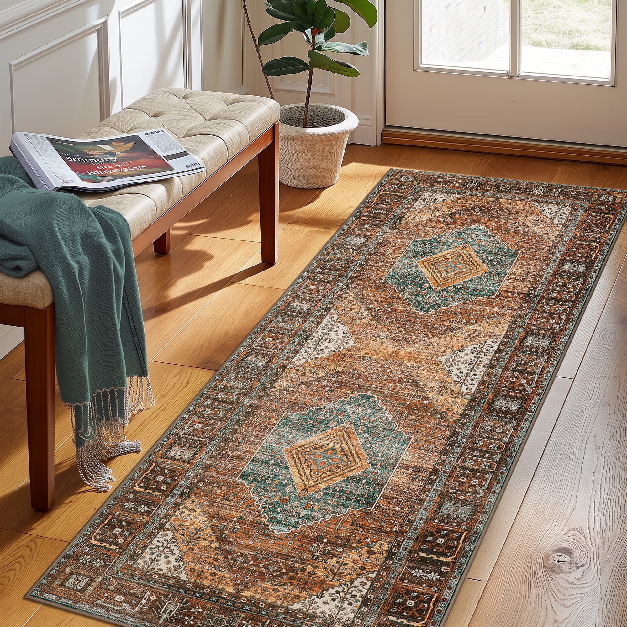 KUETH 2'x5' Non-Slip, Machine Washable Indoor Area Rug for Door, Living ...