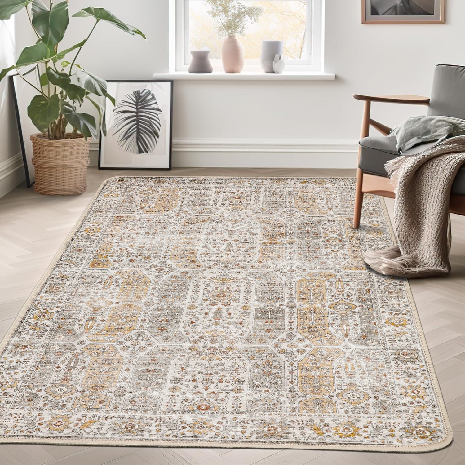 KUETH Area Rug 5x7 for Living Room Dining Room, Soft Large Machine ...