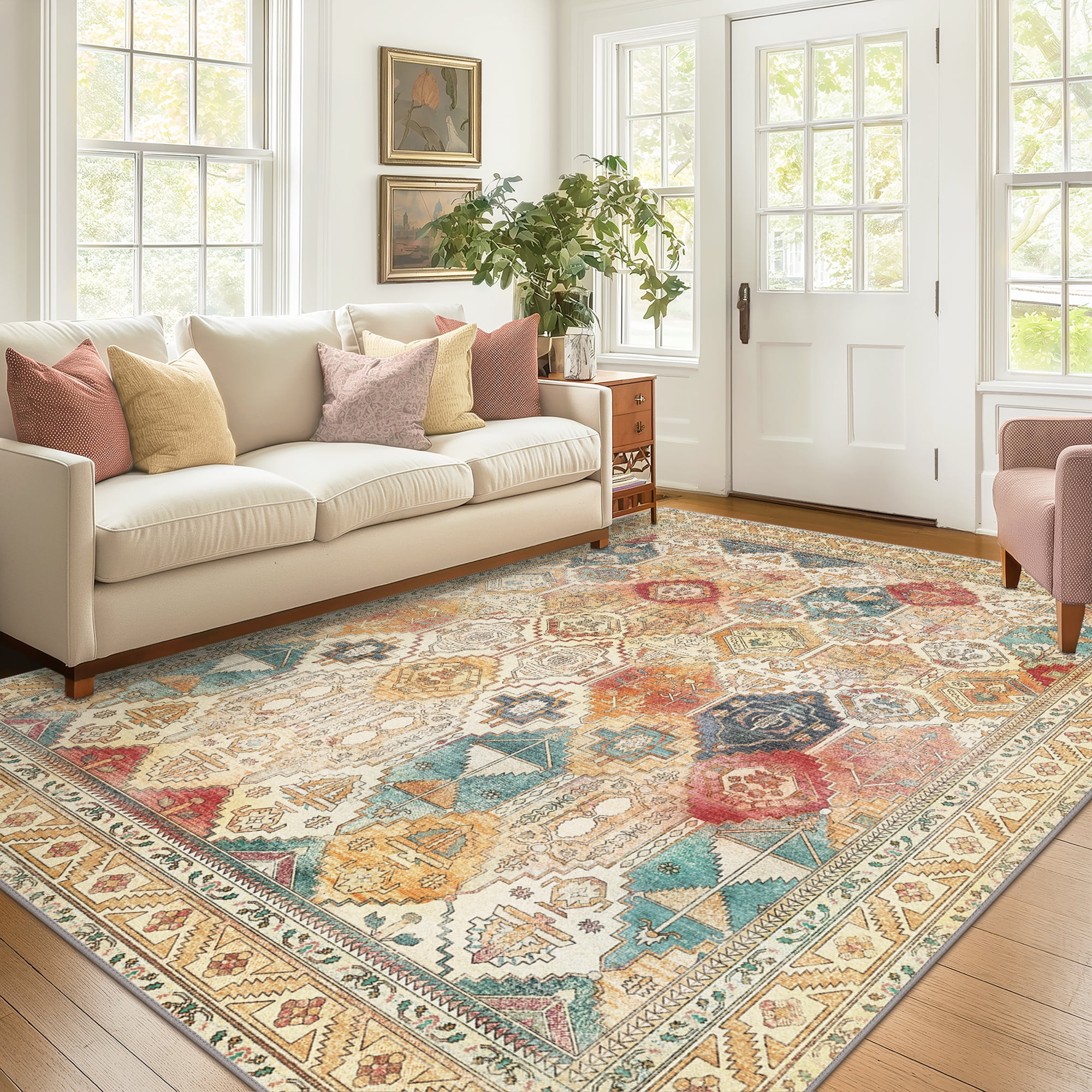 KUETH Area Rugs for Living Room, Large Washable Rug with Non Slip ...