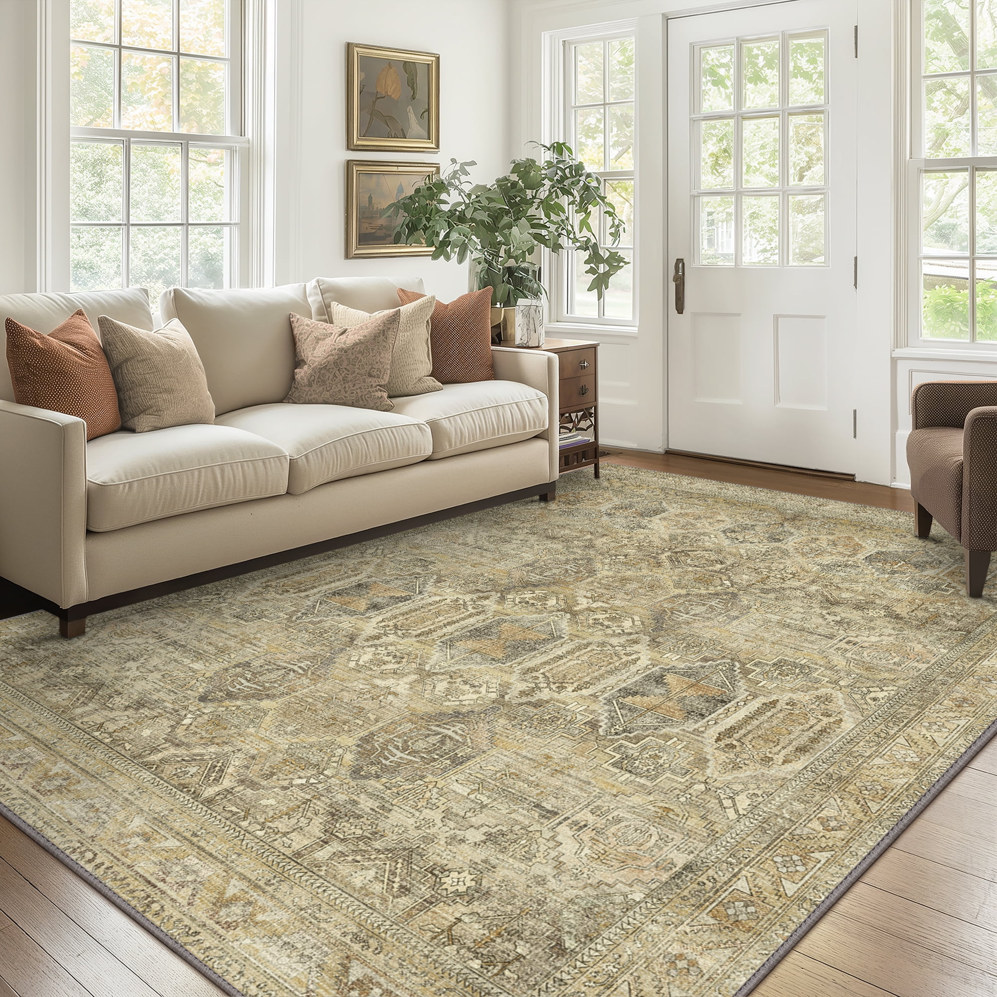 KUETH Area Rugs for Living Room, Large Washable Rug with Non Slip ...